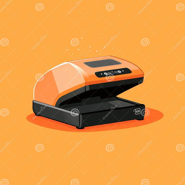 Flat Image of a Scanner on an Orange Background. Simple Vector Icon of ...