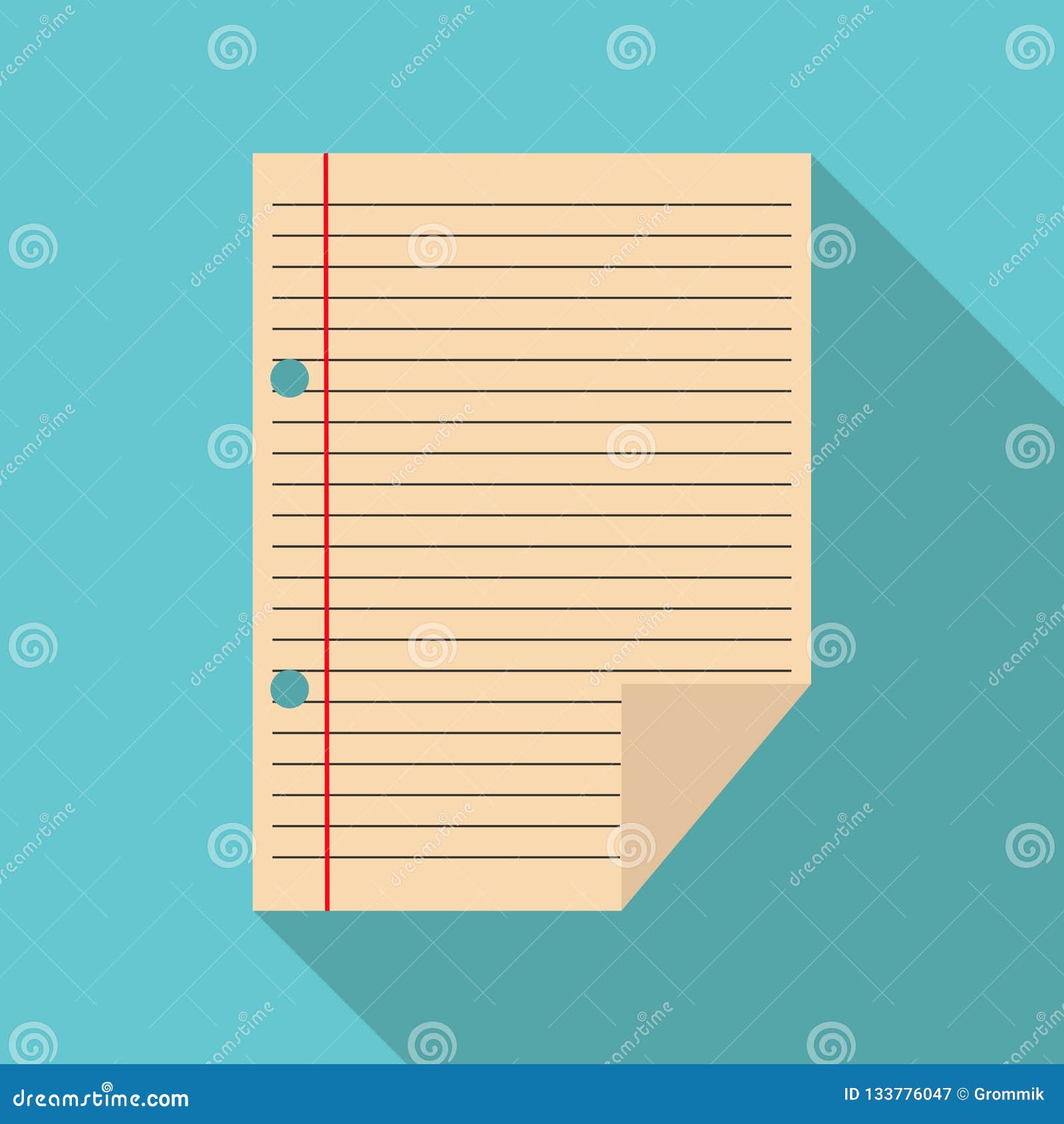 Flat Image of a Sheet of Paper in a Ruler, Long Shadow Stock ...