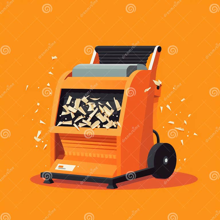 Flat Image of a Shredder on an Orange Background. Simple Vector Image ...