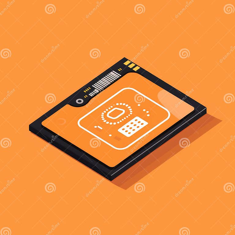 Flat Image of an SSD on an Orange Background. Simple Vector Icon of an ...