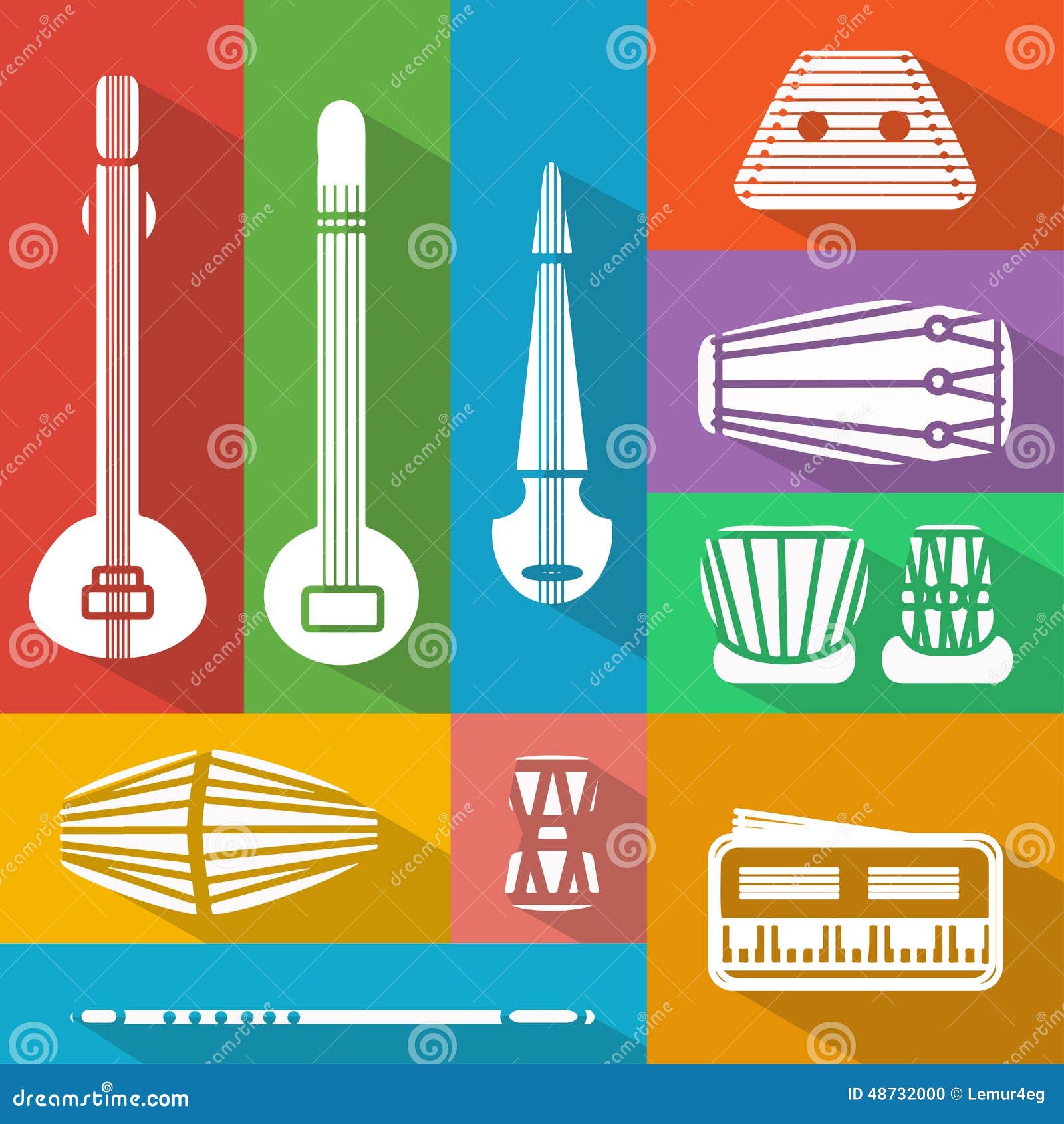 Indian Instruments Cartoon Vector | CartoonDealer.com #47137543