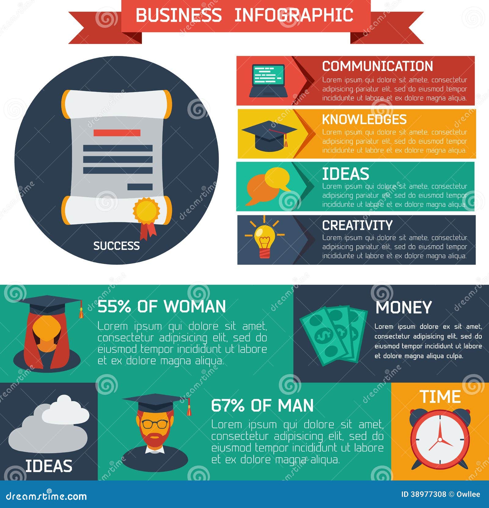 Flat Infographic Background Stock Illustration - Illustration of ...