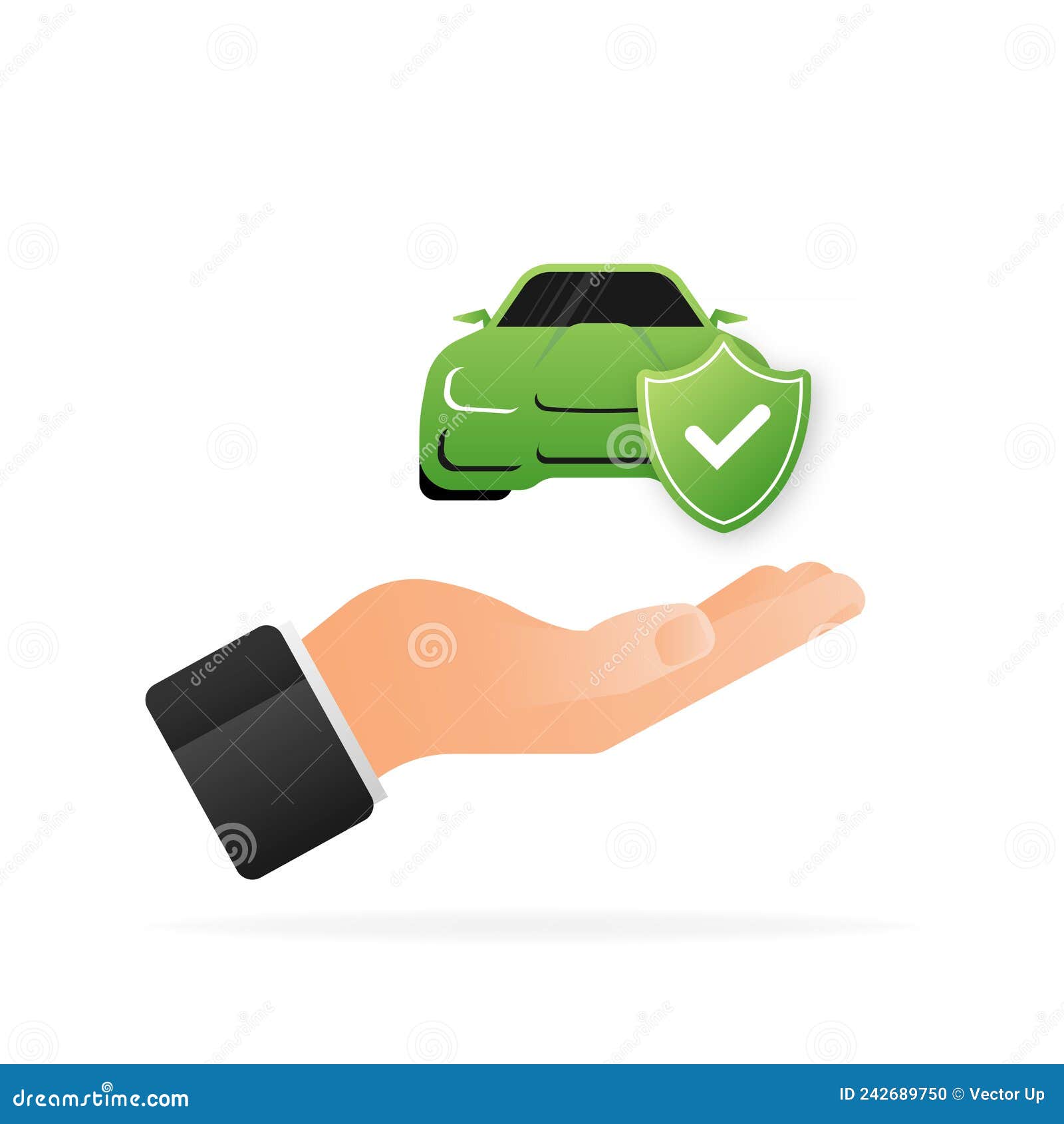 Flat Infographic. Car Insurance Icon on Blue Background Stock Vector ...