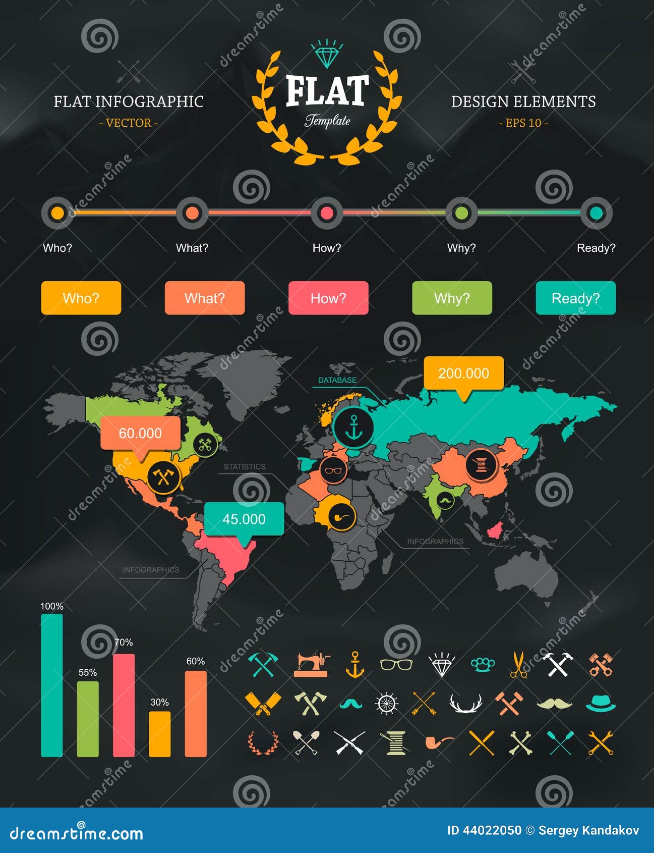 Flat Infographic Set stock vector. Illustration of label - 44022050