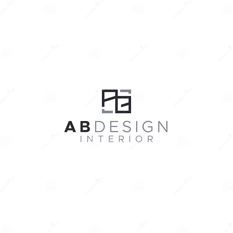 Flat Initial AB DESIGN INTERIOR Deep Logo Design Stock Vector ...