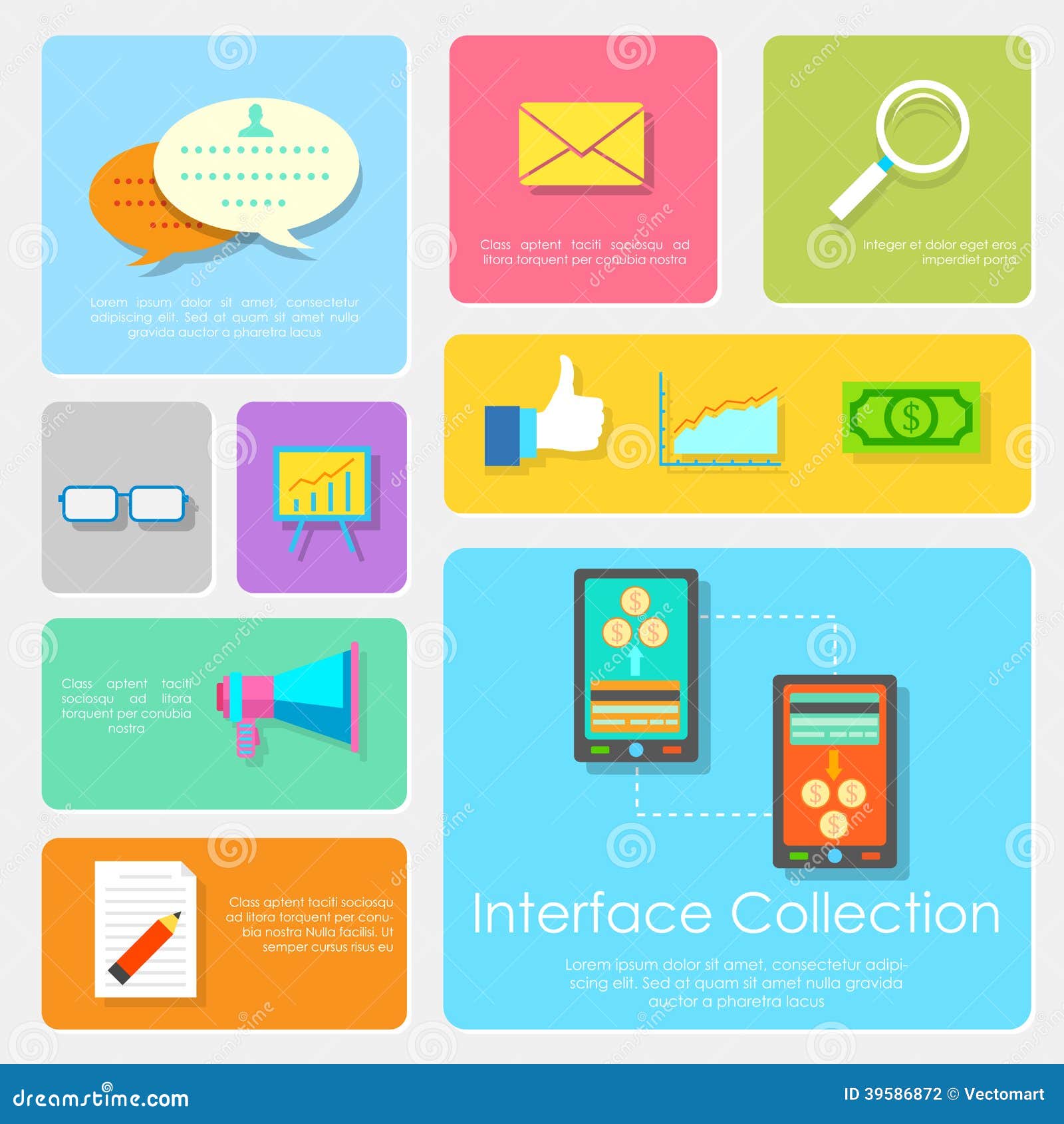 Flat Interface Design Collection Stock Vector - Illustration of ...