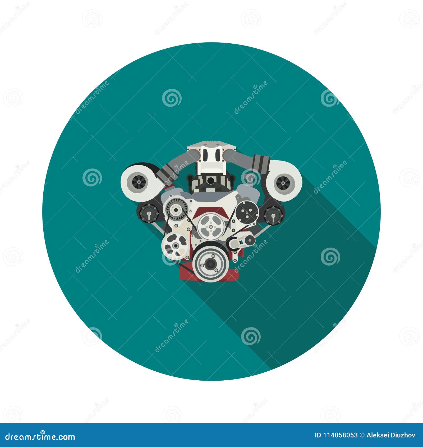 Flat Internal Combustion Engine Icon Stock Vector - Illustration of ...