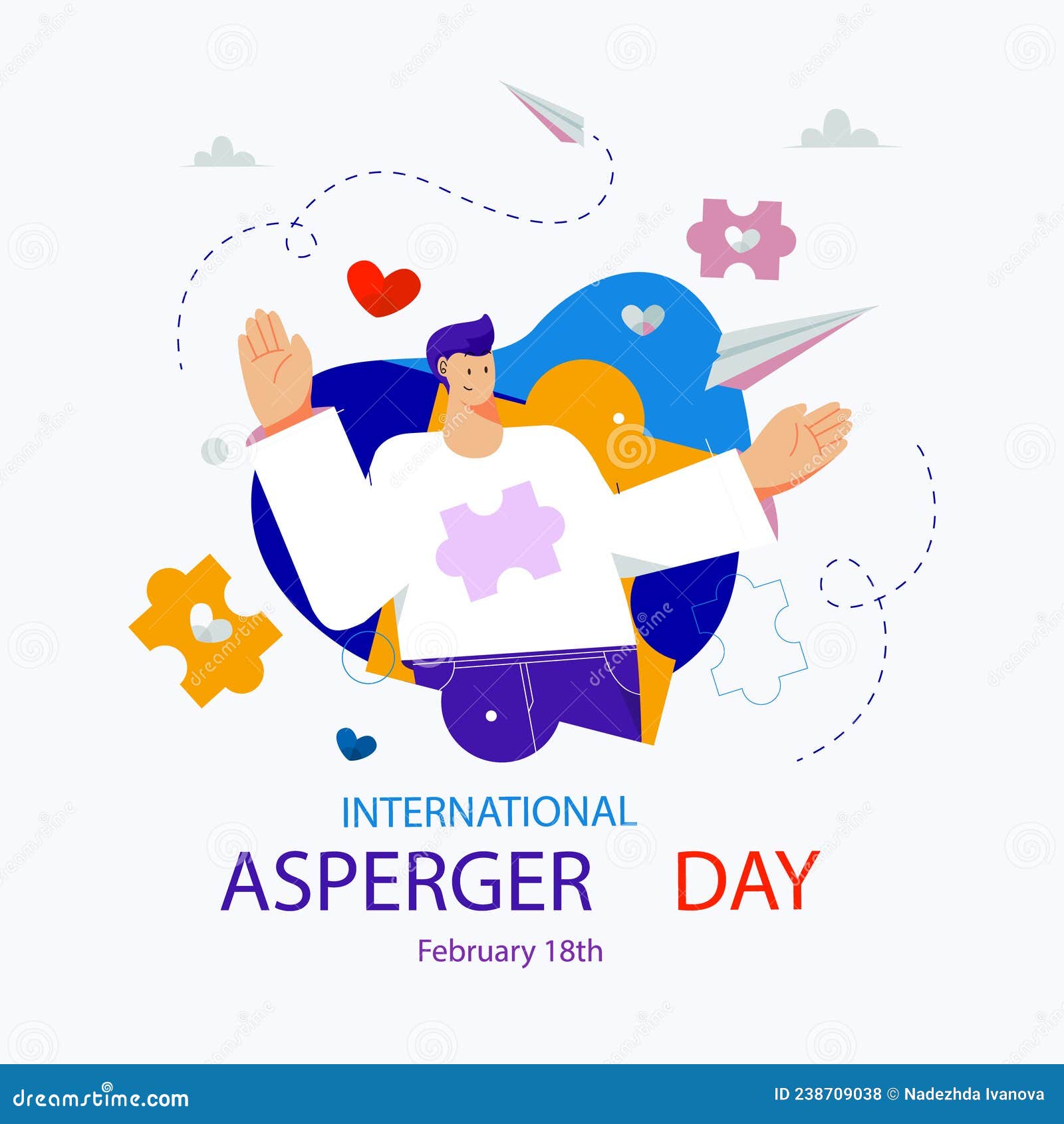 Flat International Asperger Day Illustration Vector Illustration. Stock ...