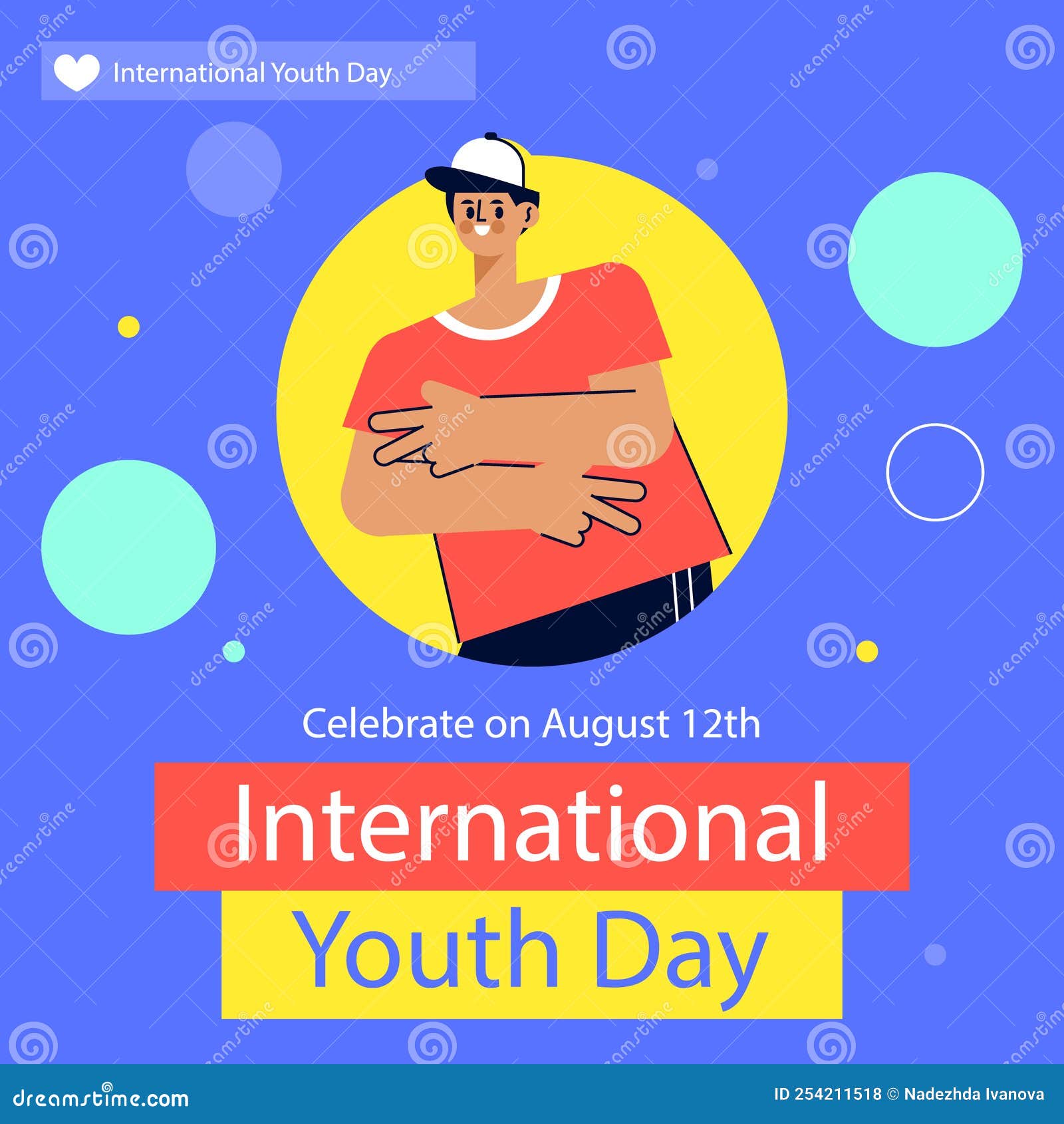 Flat International Youth Day Posts Set Vector Illustration Stock Vector ...