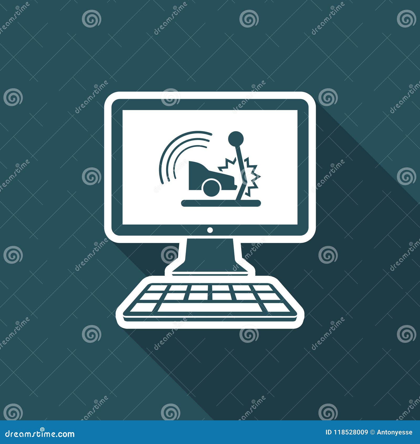 Car Crash Alert System - Vector Flat Icon Stock Vector - Illustration ...