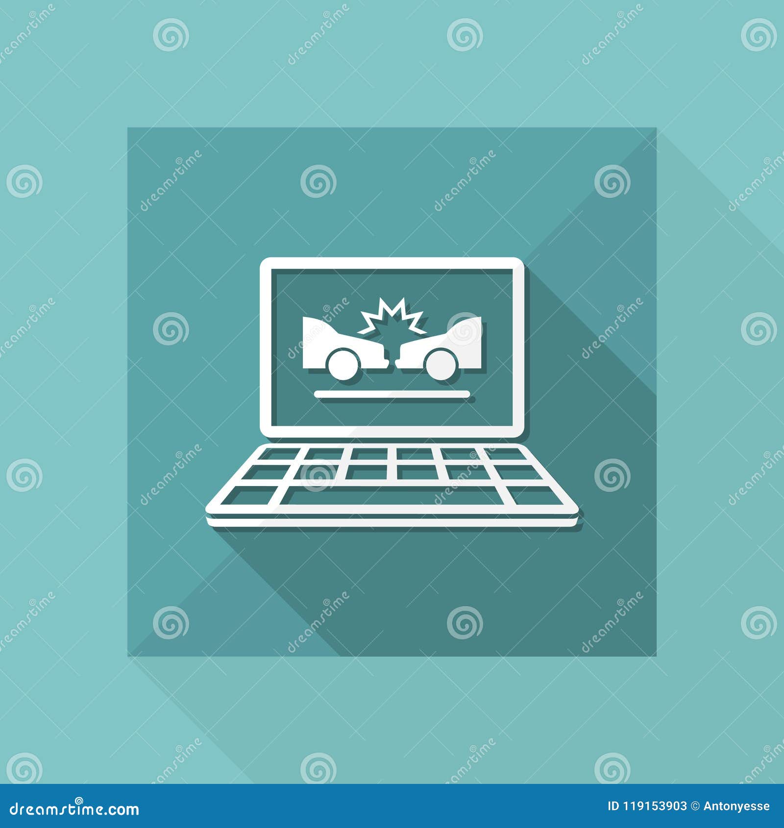 Car Crash Application - Vector Flat Icon Stock Vector - Illustration of ...