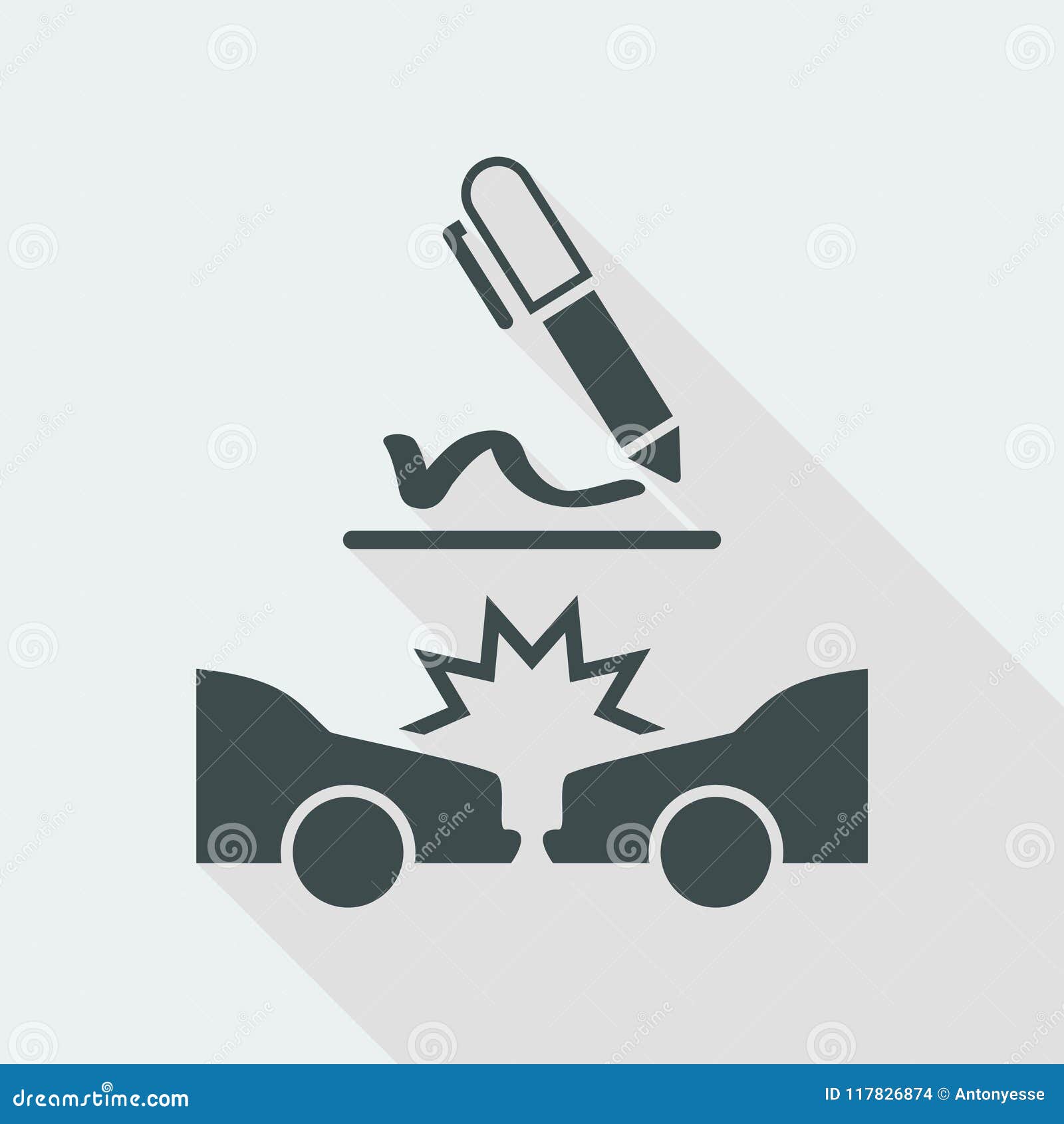 Car Crash Document Sign - Vector Flat Icon Stock Vector - Illustration ...