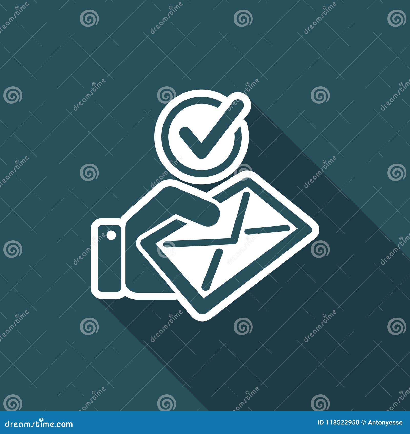 Checking mail flat icon stock vector. Illustration of confirm - 118522950