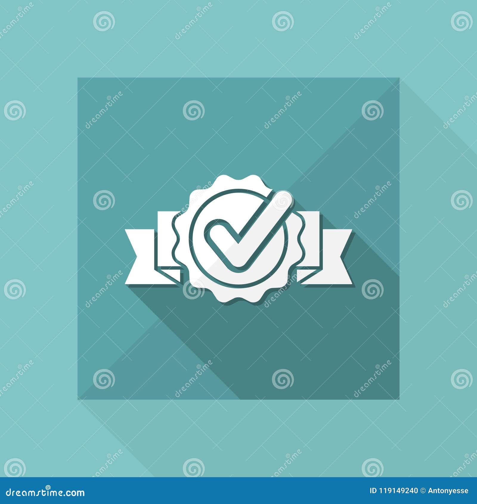 Checkmark on Ribbon - Vector Flat Minimal Icon Stock Vector ...