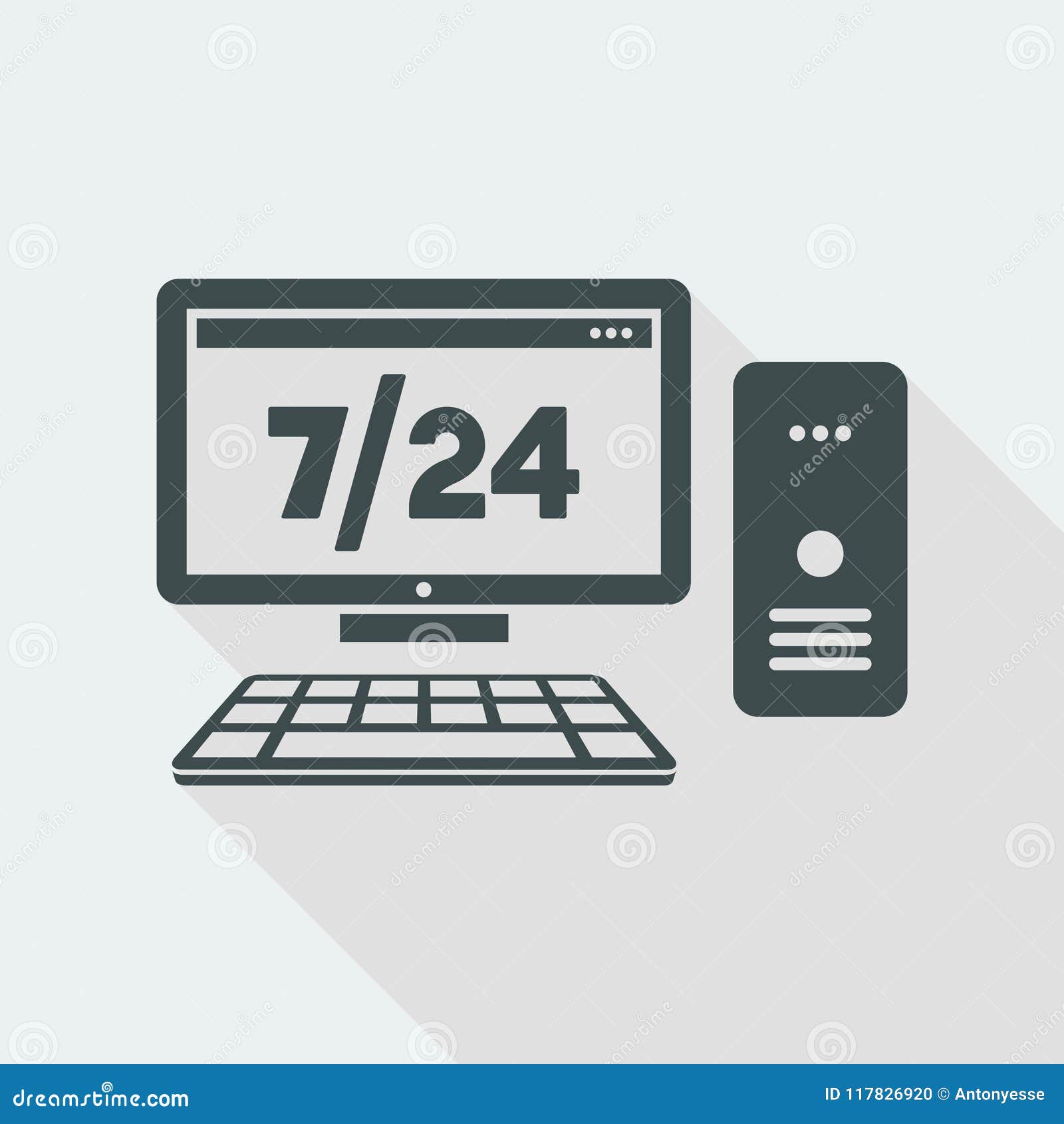 7/24 Computer Assistance Service - Vector Flat Icon Stock Vector ...