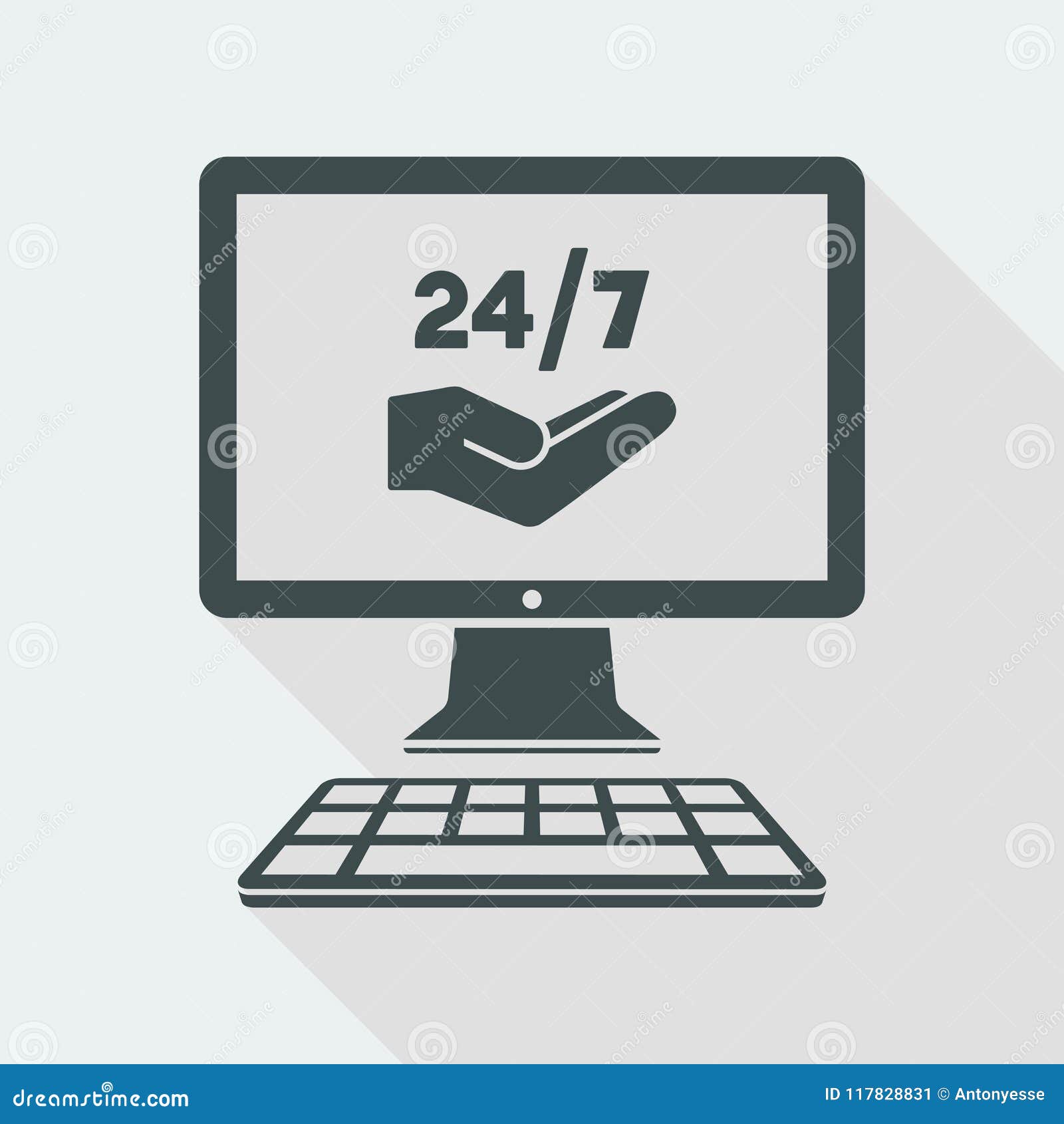 Computer Assistance Support 24/7 - Vector Flat Icon Stock Vector ...