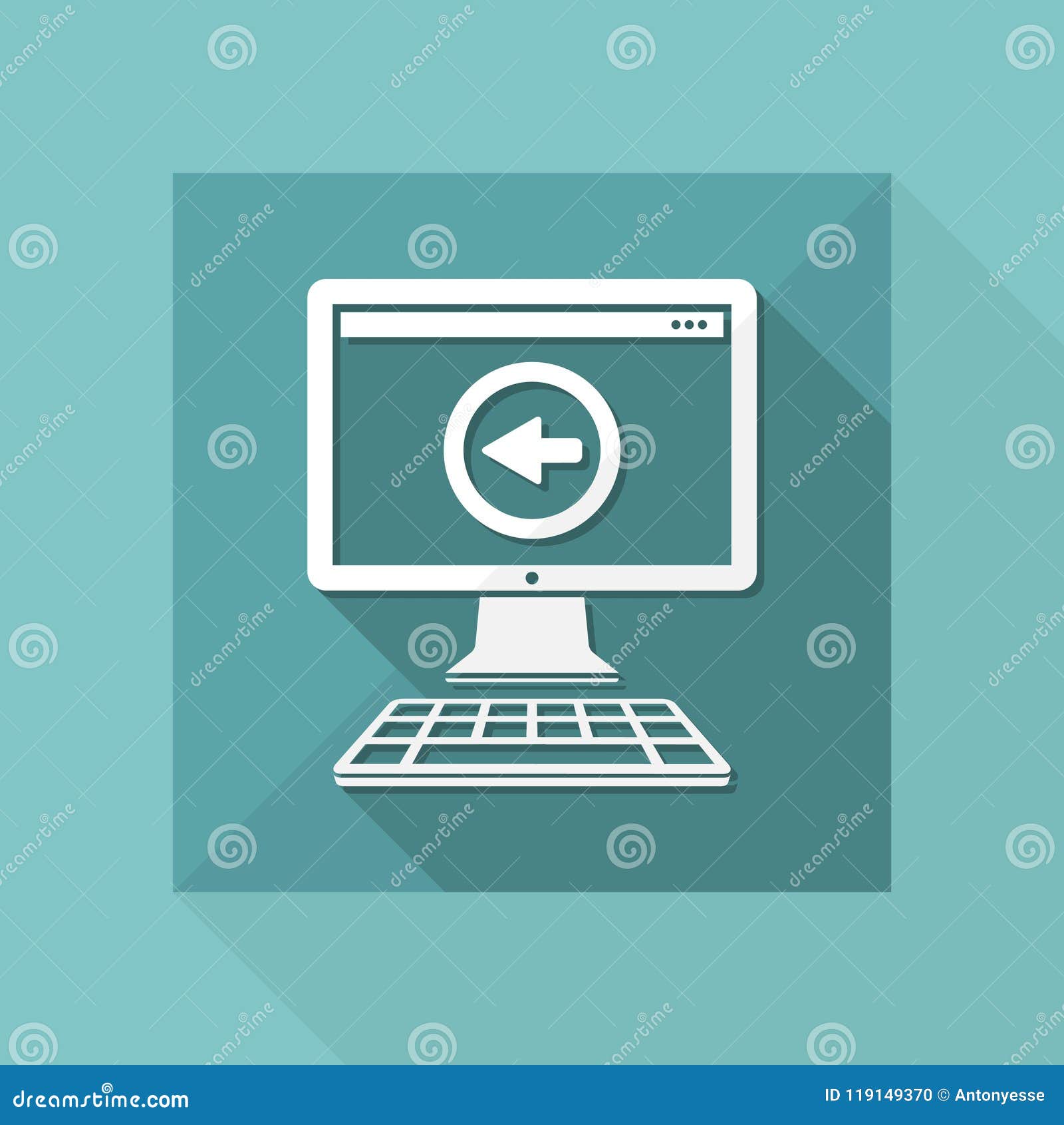 Computer and Back Symbol - Vector Flat Minimal Icon Stock Vector ...