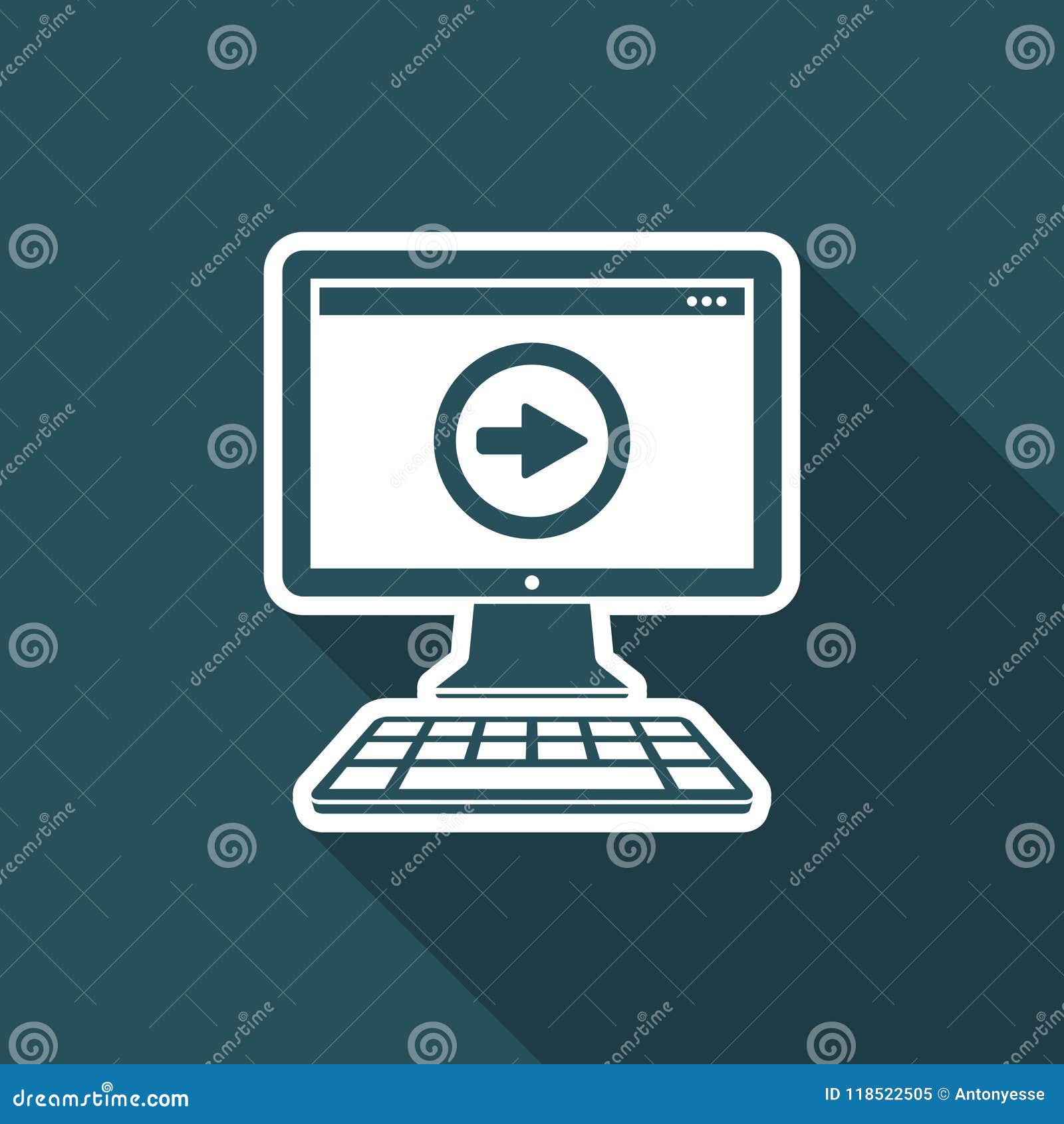 Computer and Next Symbol - Vector Flat Minimal Icon Stock Vector ...