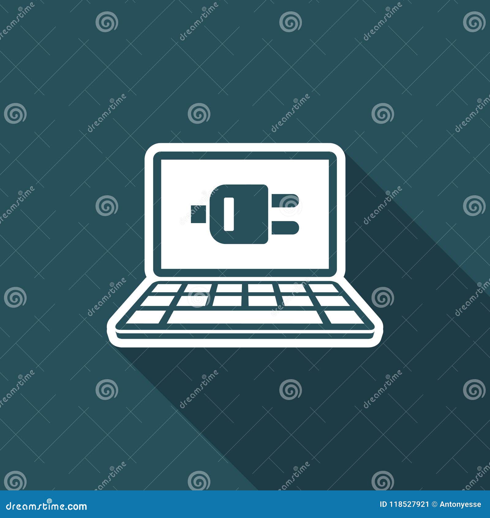 Computer Plug Connection - Vector Flat Icon Stock Vector - Illustration ...