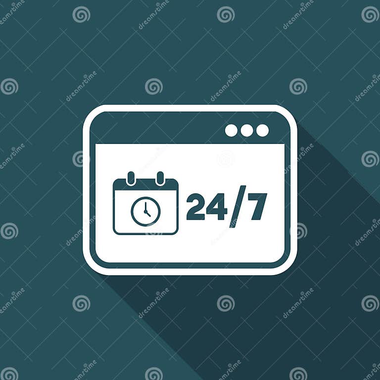 Computer Services Full Time 24/7 - Vector Flat Icon Stock Vector ...