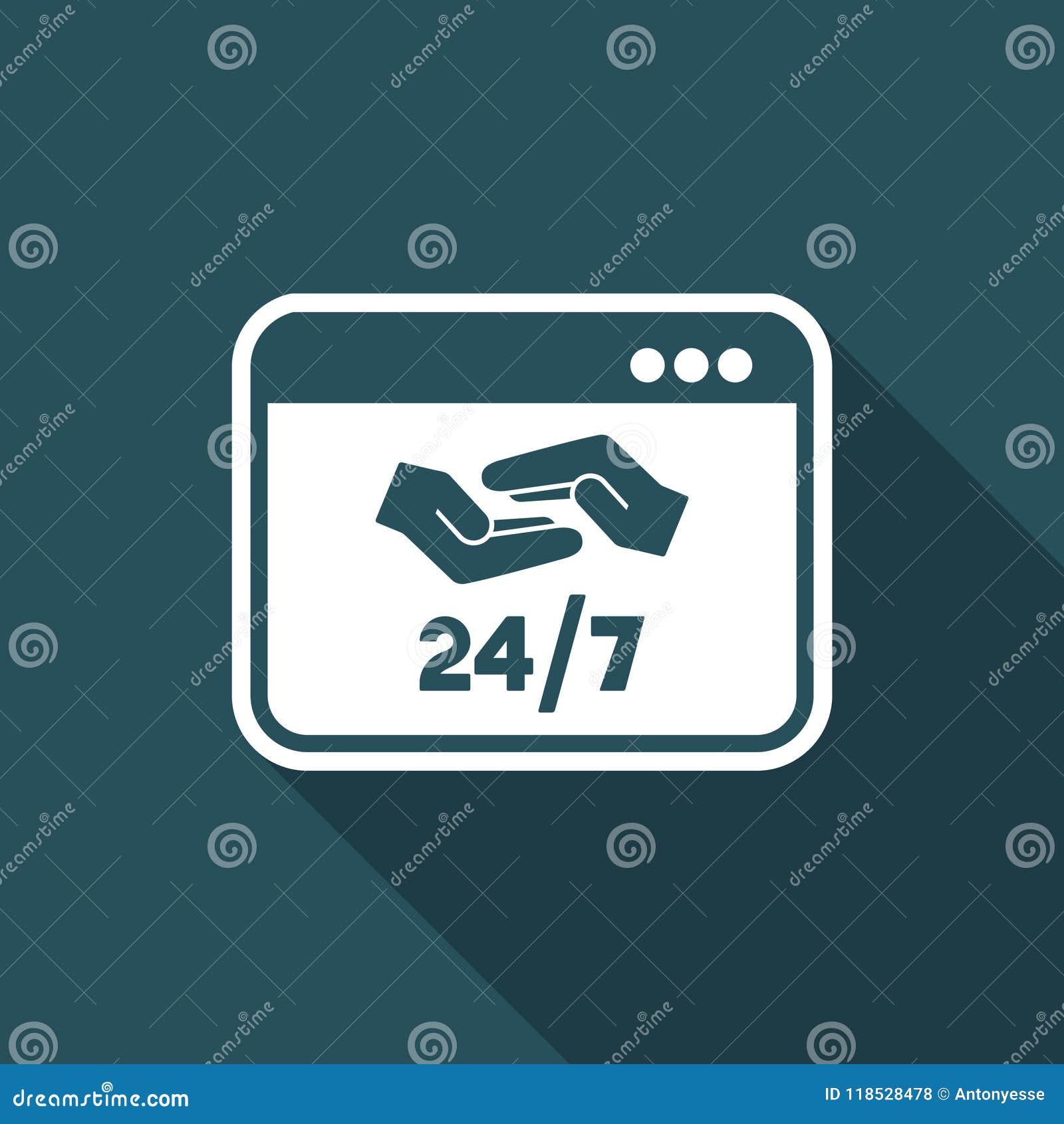 24/7 Computer Support - Vector Flat Icon Stock Vector - Illustration of ...