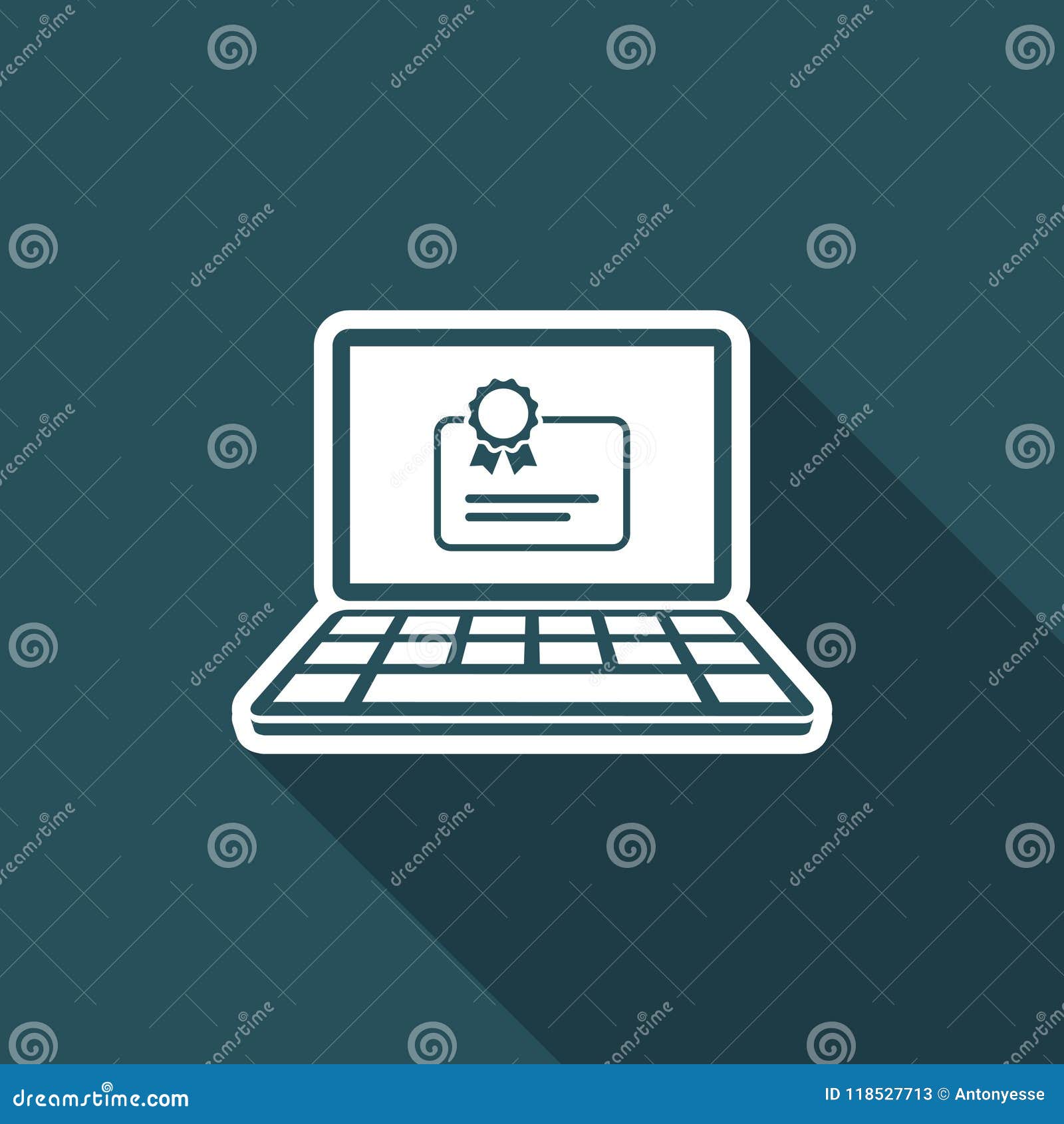 Computer Web Certificate - Vector Flat Icon Stock Vector - Illustration ...