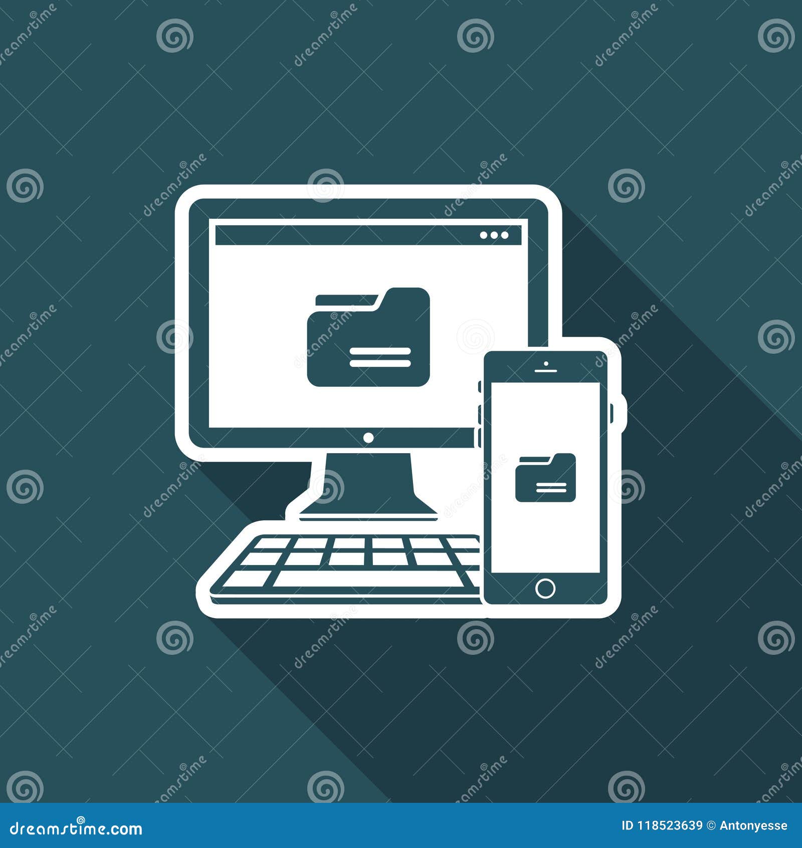 Multi Devices Folder Synchronization Stock Vector - Illustration of ...