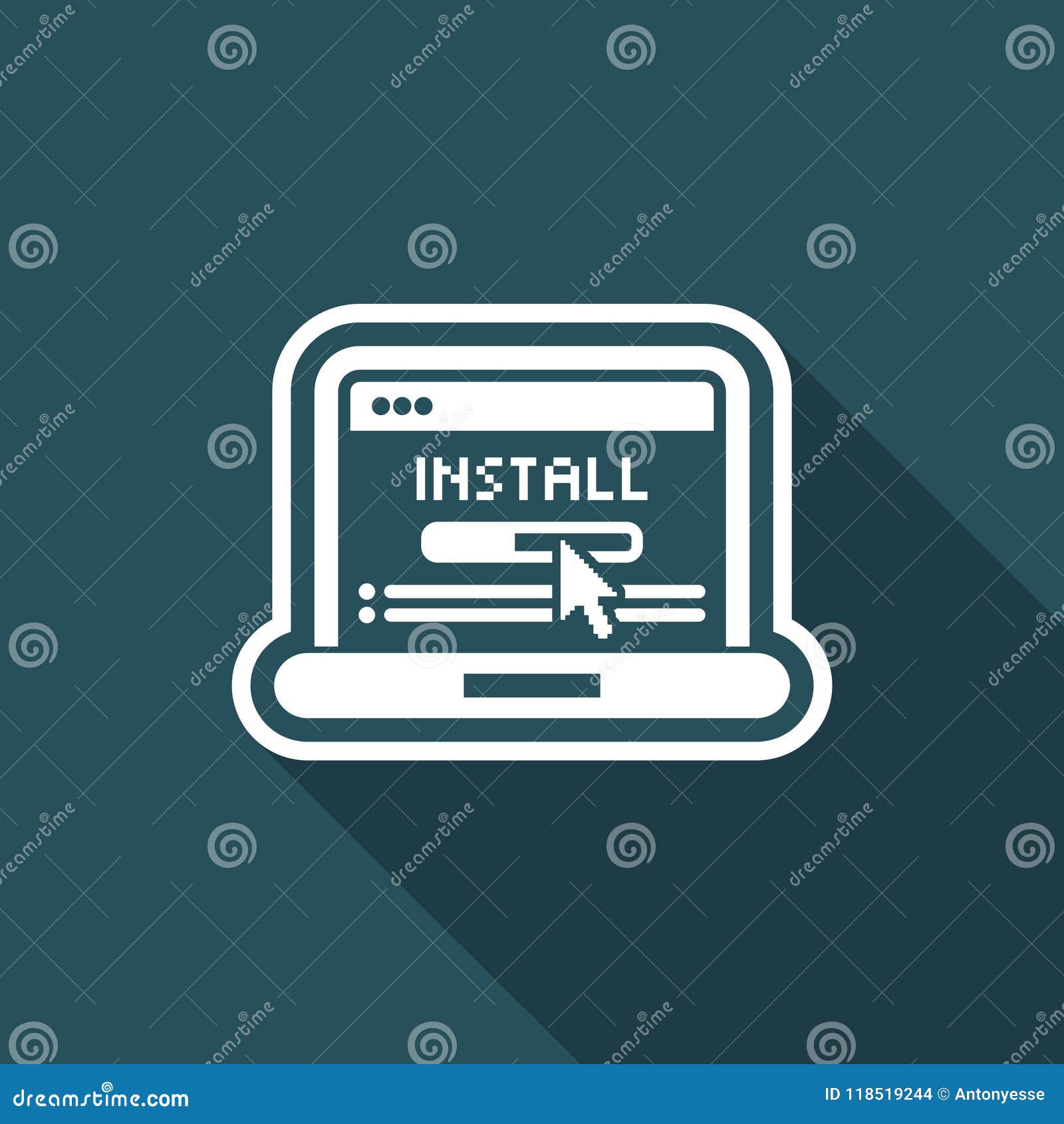 Pc install icon stock vector. Illustration of download - 118519244