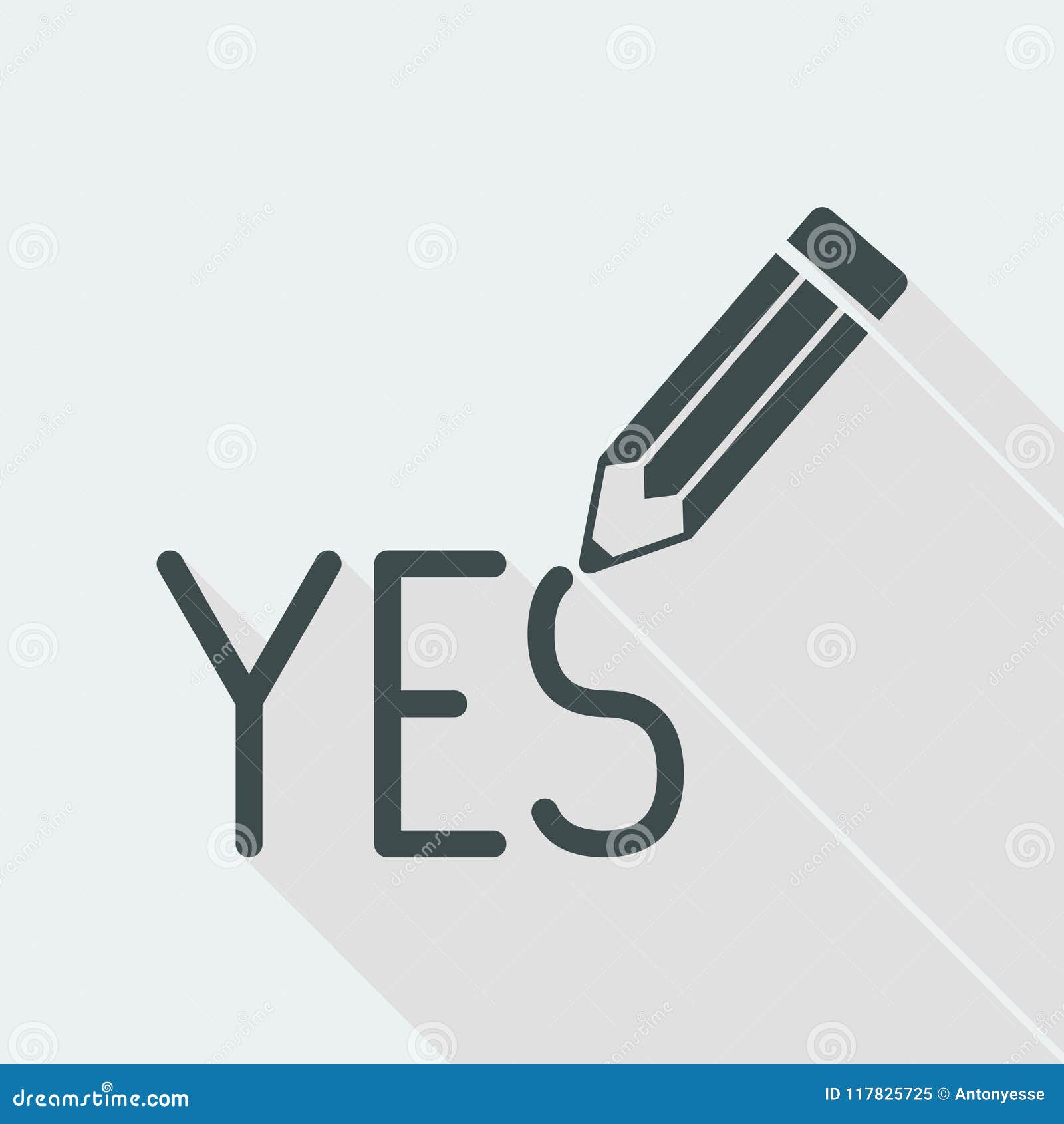 A Pencil writes yes stock vector. Illustration of label - 117825725