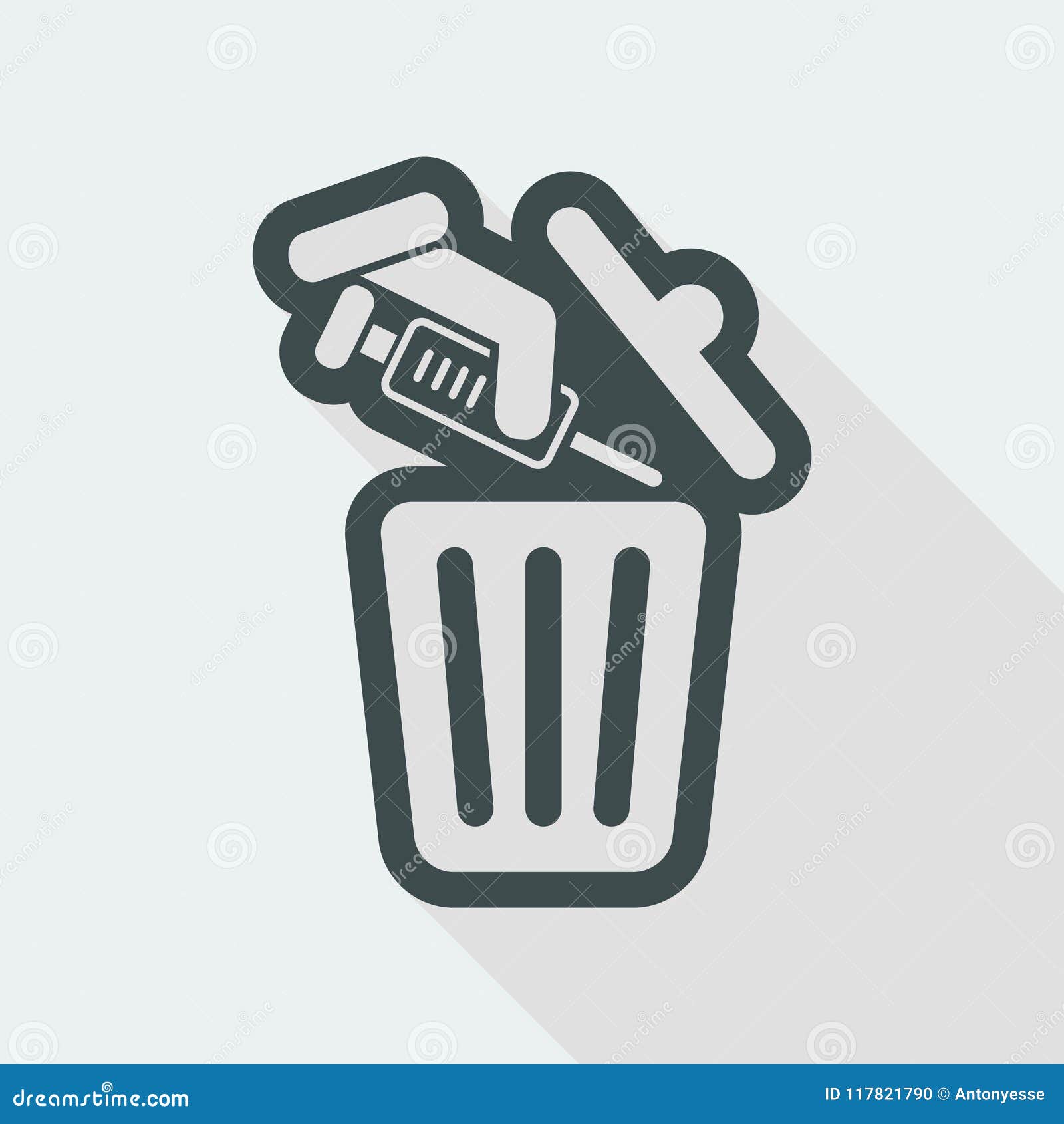 Trashing syringe stock vector. Illustration of dustbin - 117821790