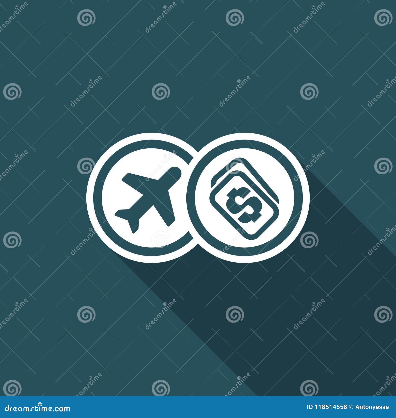Vector Illustration of Airplane Ticket Cost Single Isolated Icon Stock ...