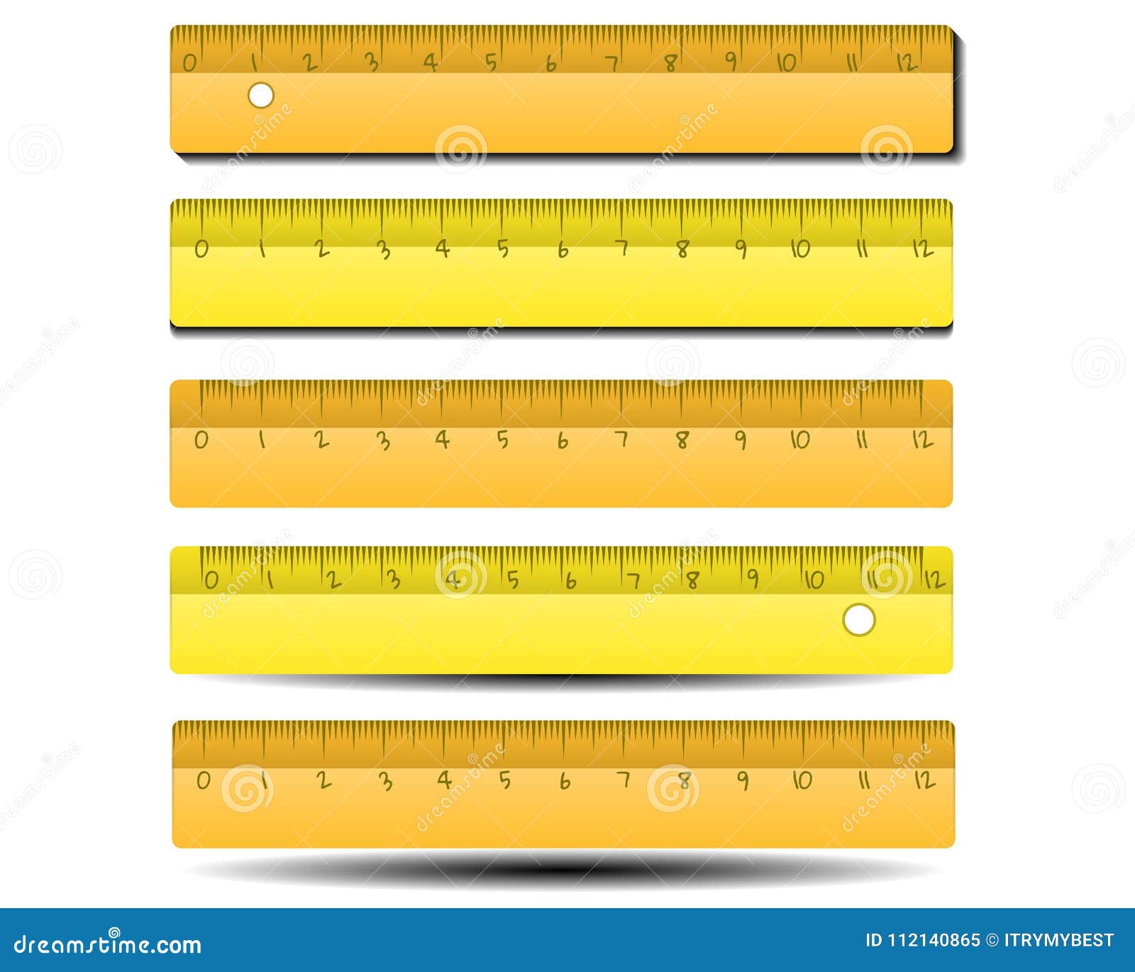 Flat Isolated Yellow Ruler. Ruler in a Flat Style with Notches. School ...