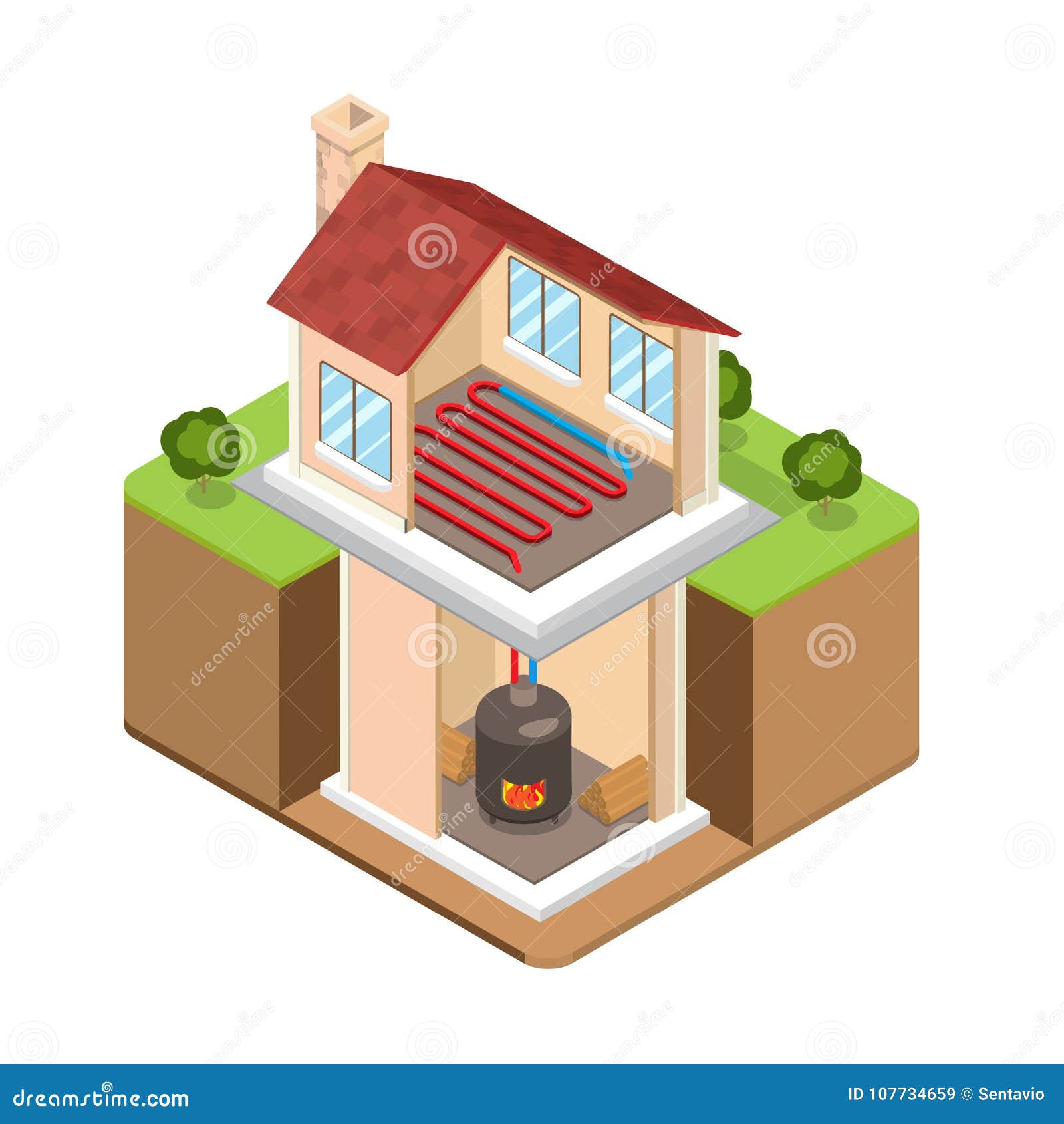 Flat Isometric Alternative Energy Building Vector. Stock Illustration ...