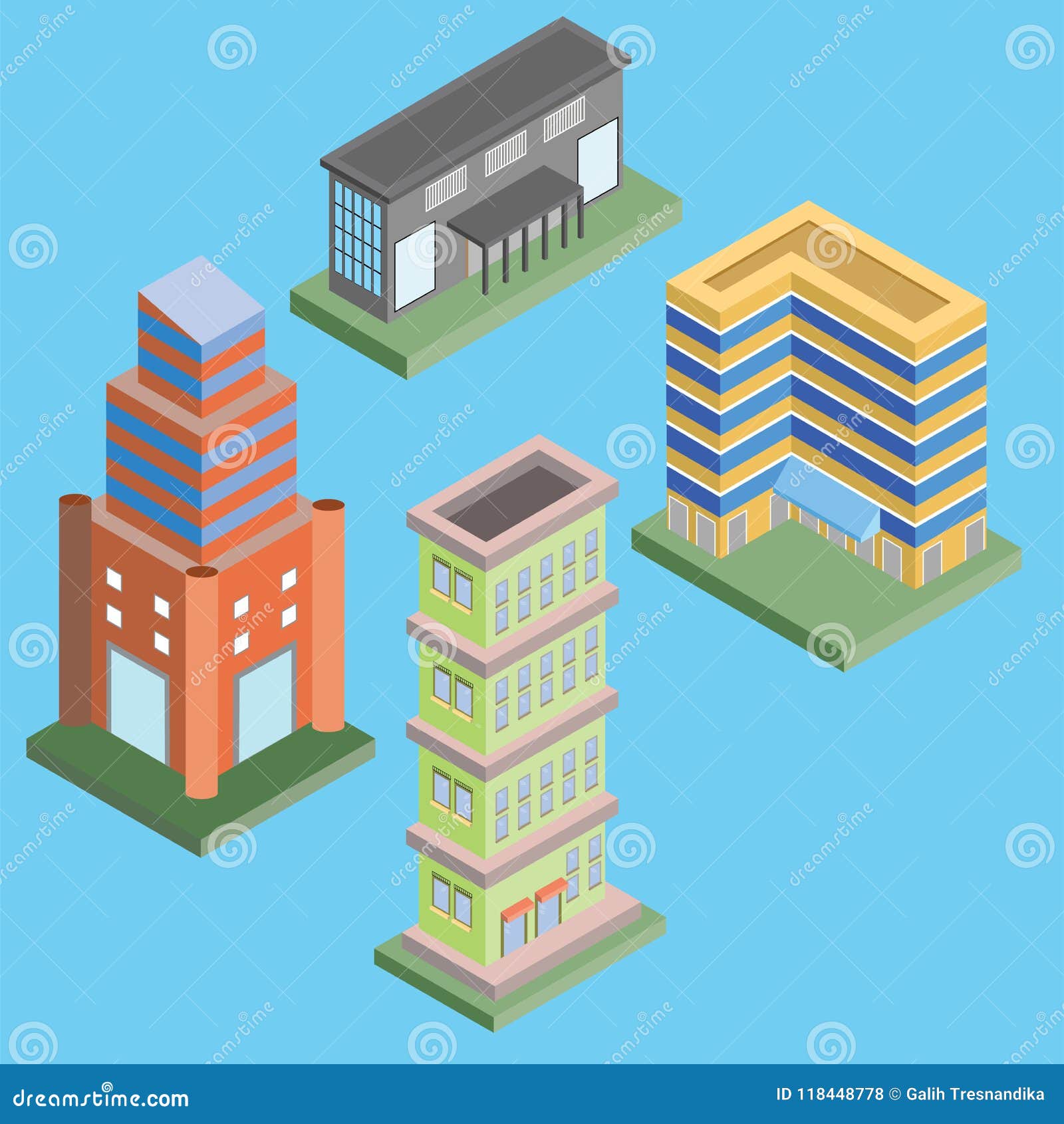 Flat Isometric Apartment Building Design Stock Illustration ...