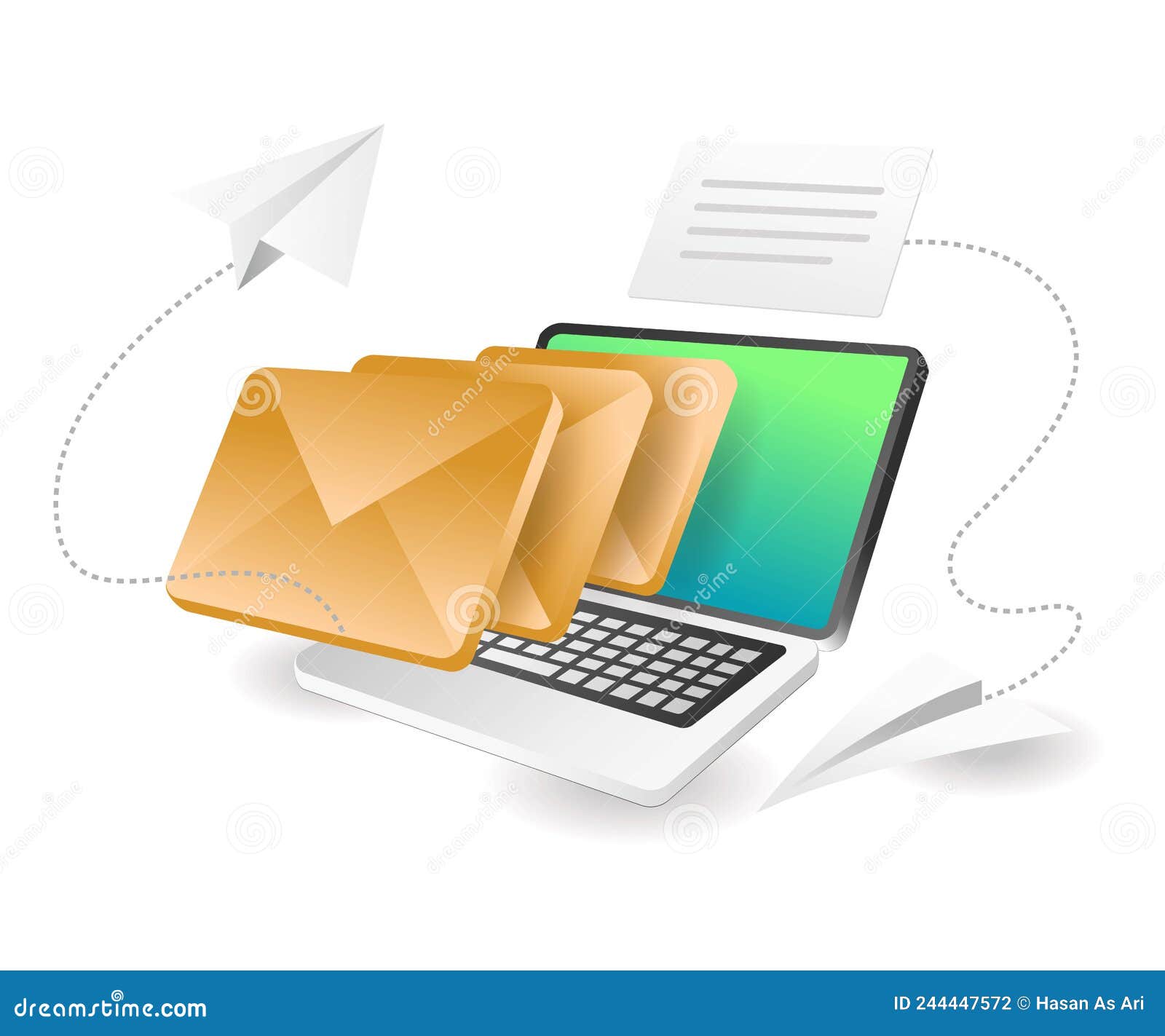 Isometric Concept Illustration. Pile of E-mails on the Computer Stock ...