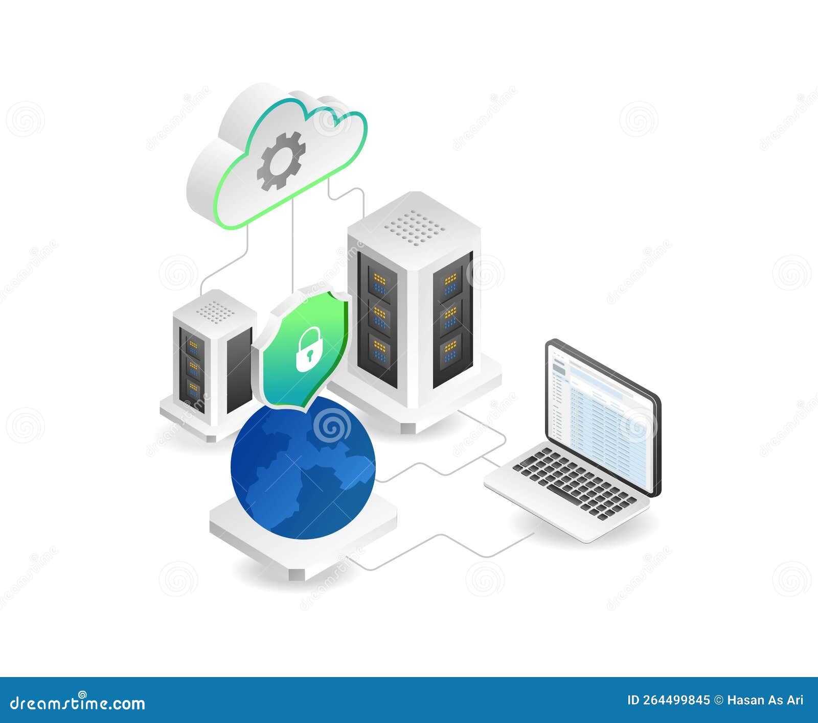 Flat Isometric Concept of World Data Security Server Illustration Stock ...