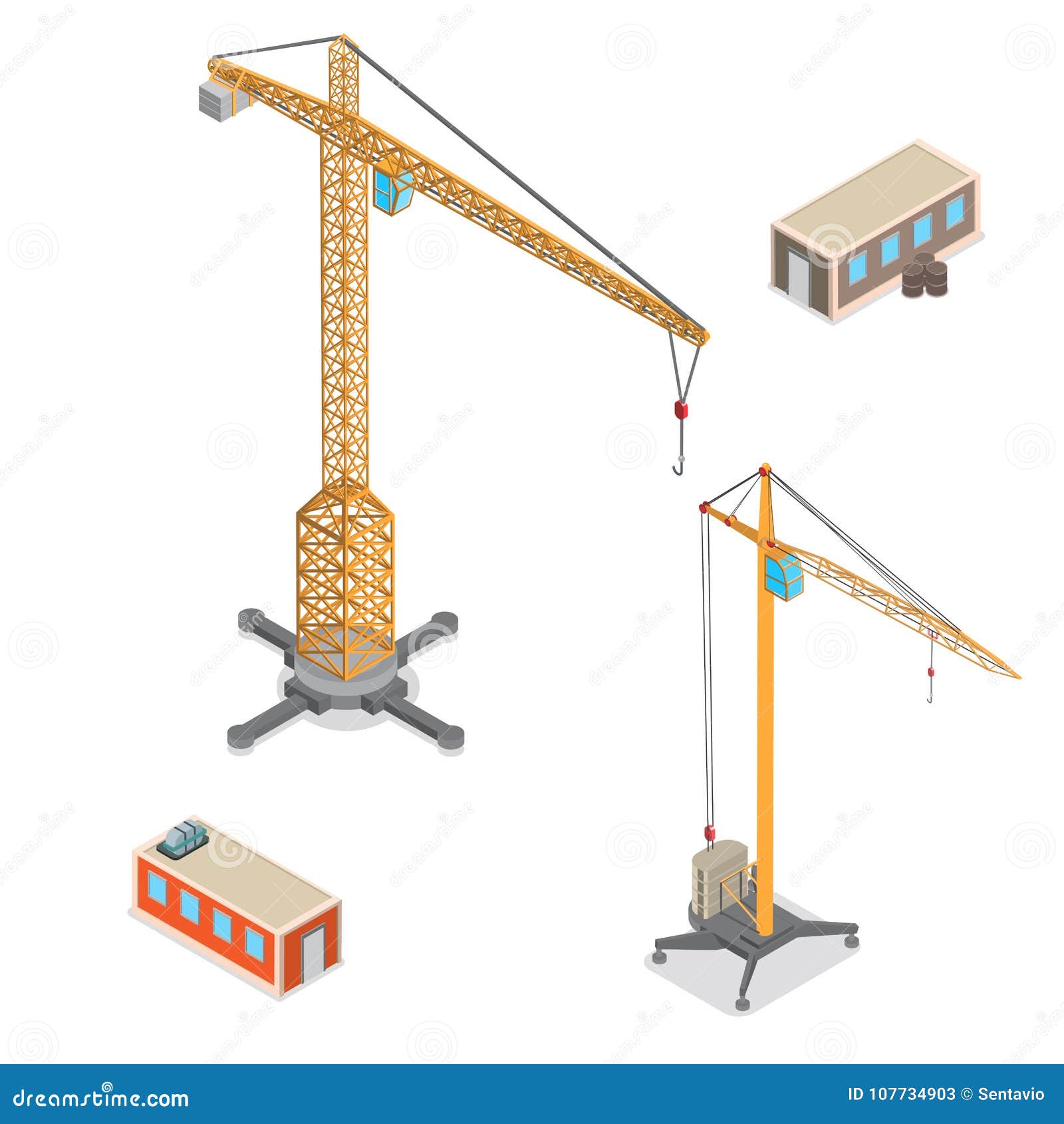 Flat Isometric Construction Crane Object Il Stock Illustration ...