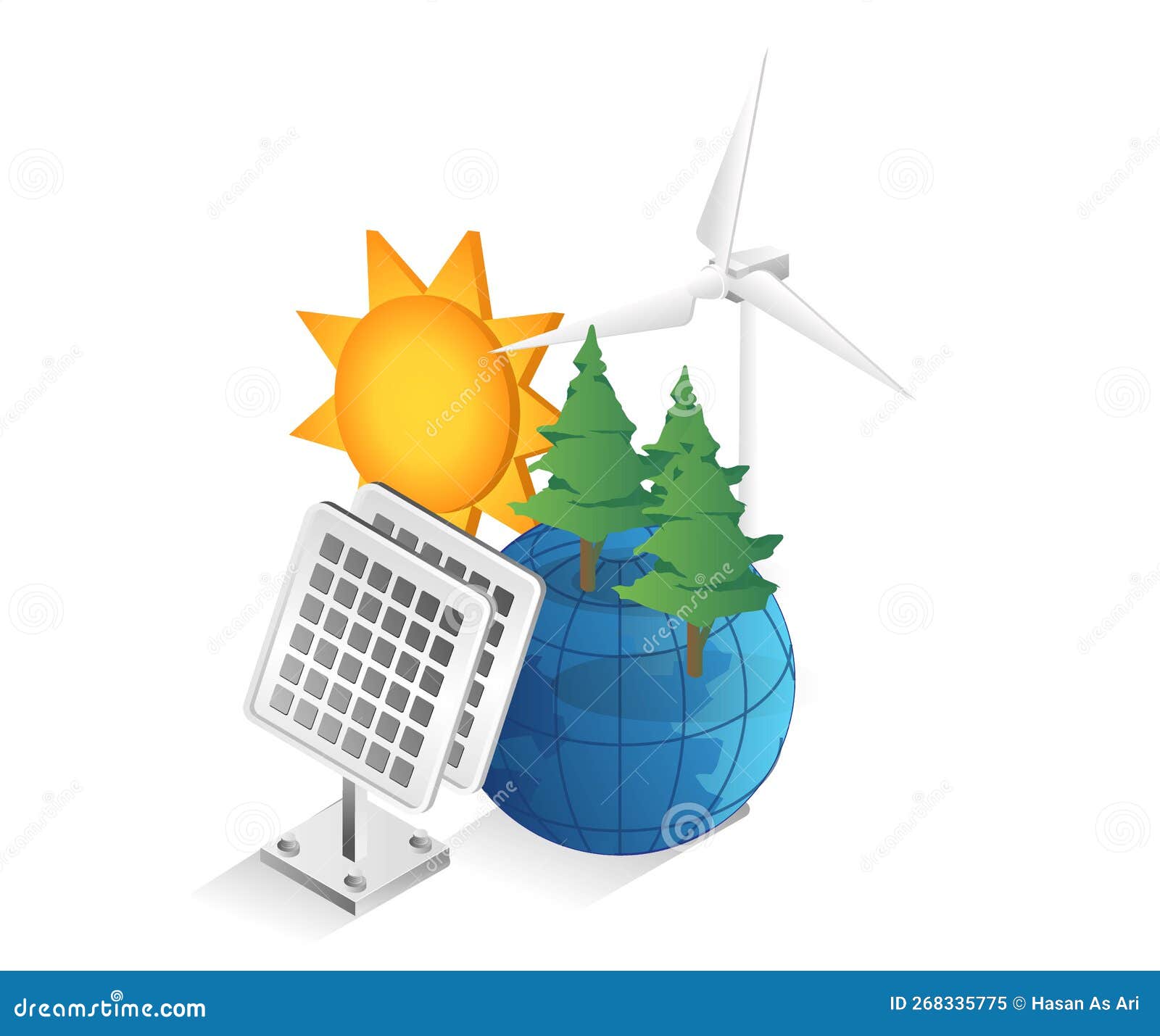 3d Illustration Concept Eco Green Solar Panel Minimalism Stock ...