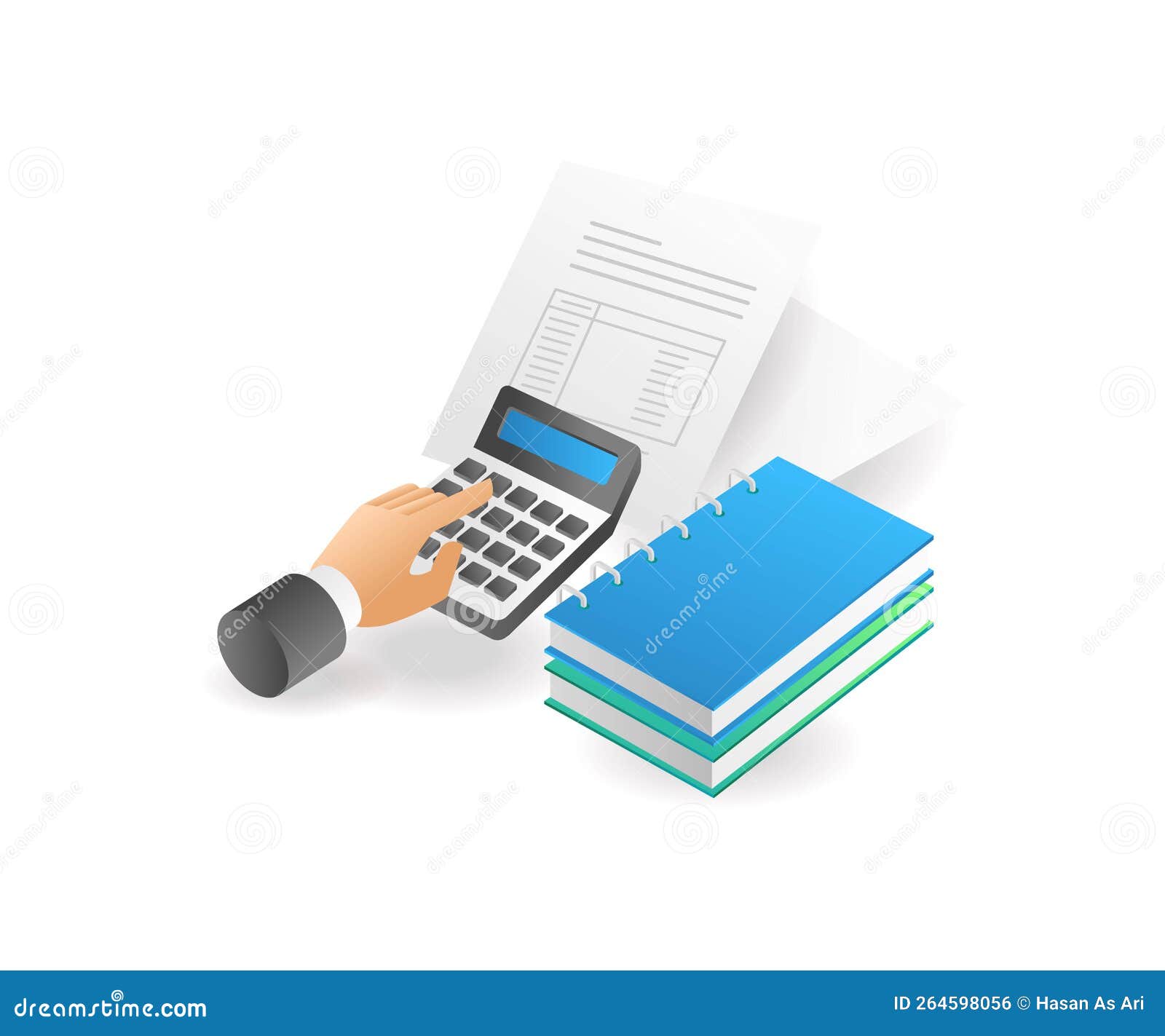 Flat Isometric 3d Illustration Counting Total Amount Stock Illustration ...