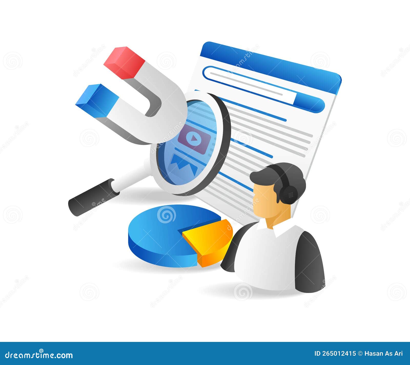 3d Illustration Magnet Seo Optimization Digital Marketing Strategy ...