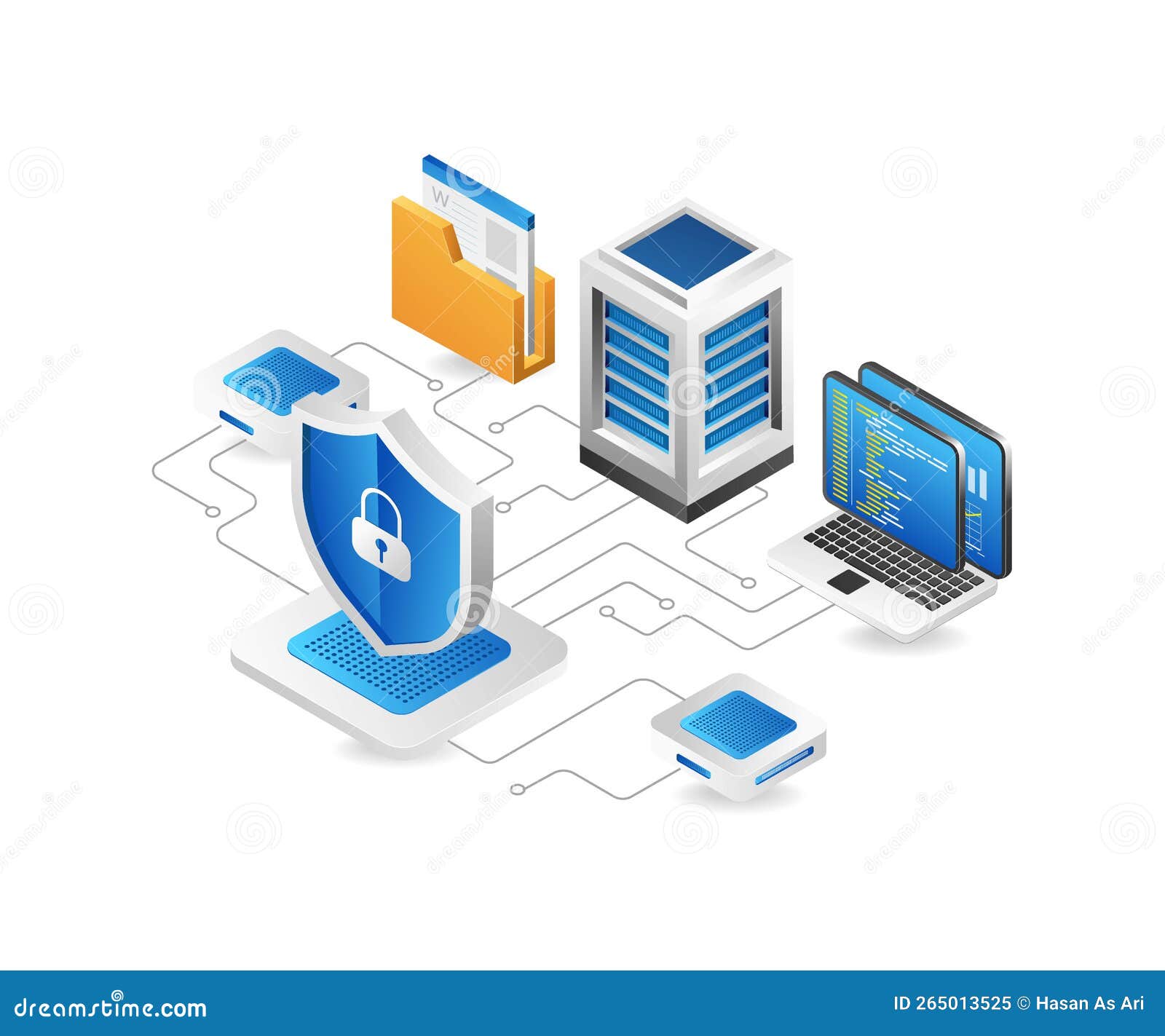 3d Illustration Server Computer Cloud Security Network Concept Stock ...