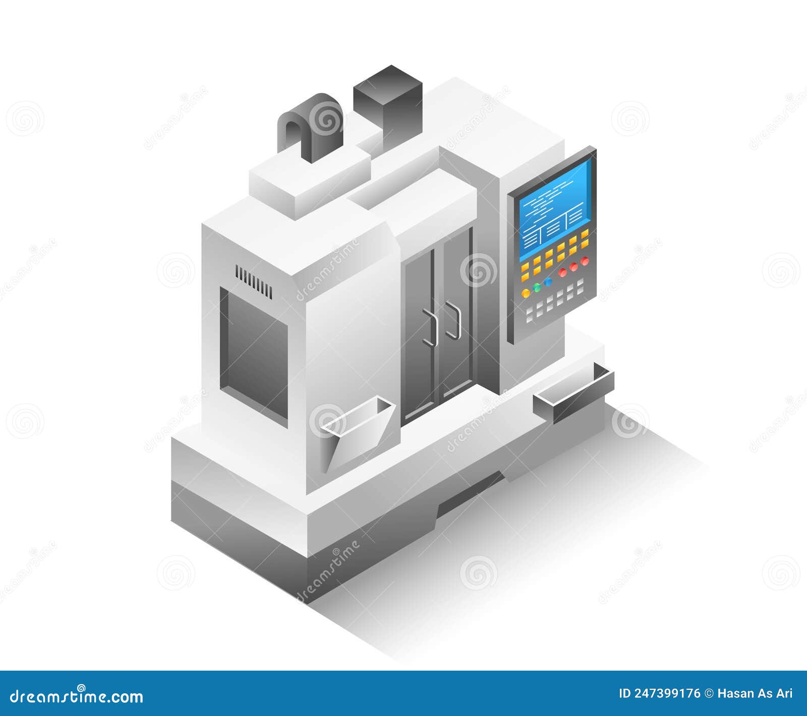 Flat Isometric Illustration Concept. Cnc Milling Machine Programming ... Flat Isometric Illustration Concept. Cnc Milling Machine Programming ...