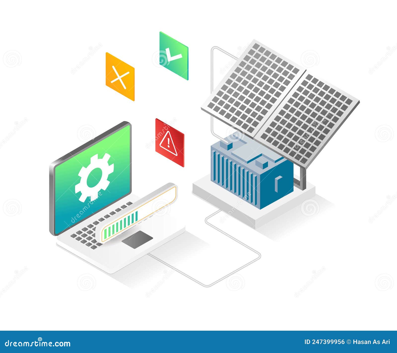 The Process of Setting Up Solar Panels with a Computer Stock ...