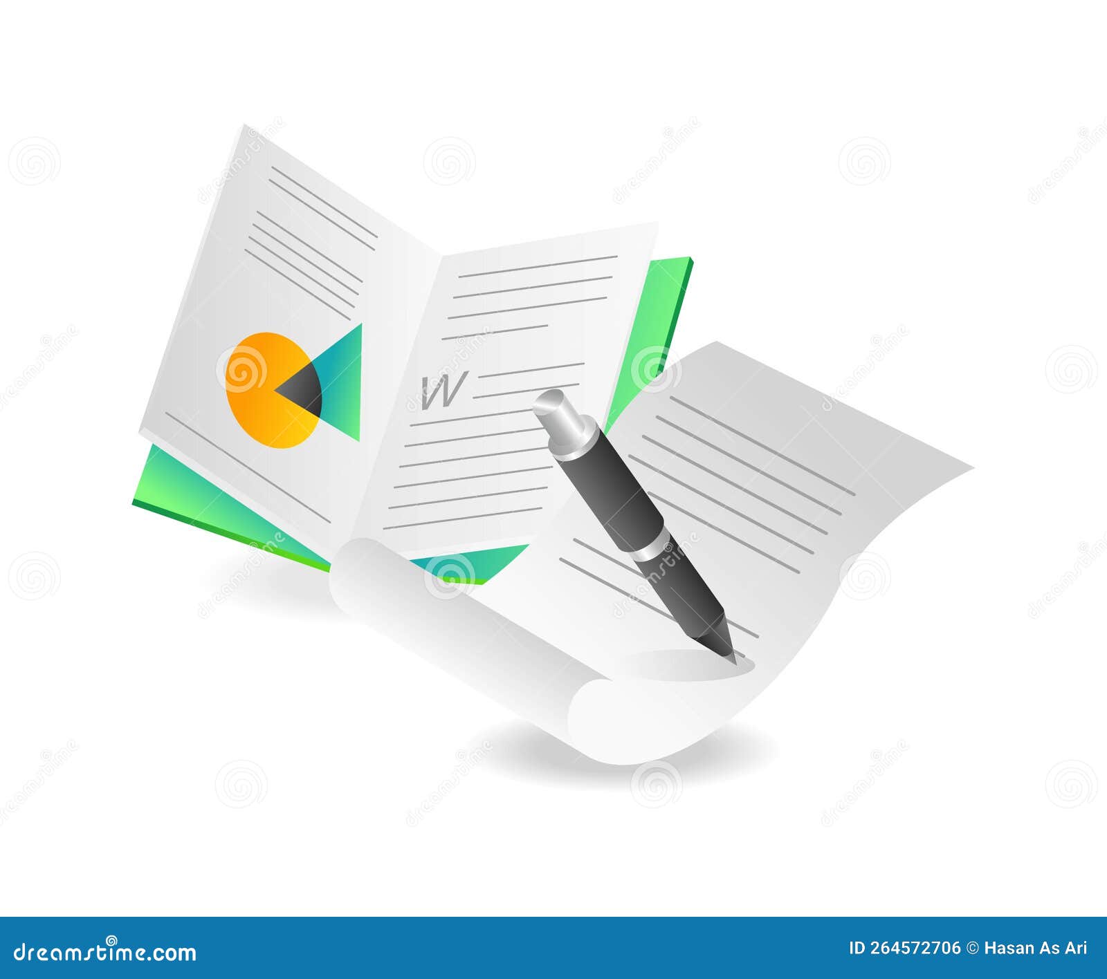 Flat Isometric Illustration Concept of Recording Information on Paper ...