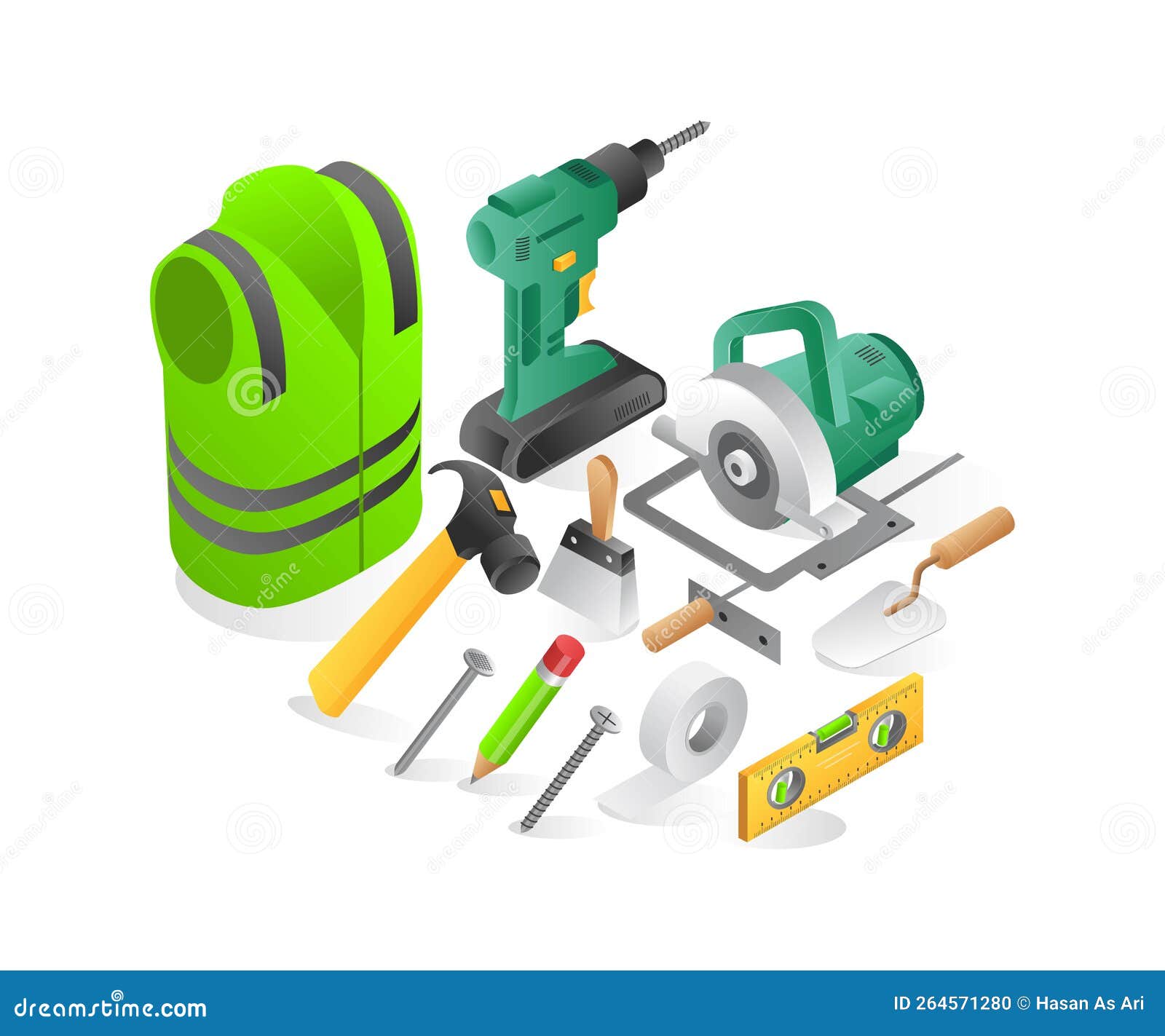 Illustration Concept of a Set of Builder Tools Stock Illustration ...