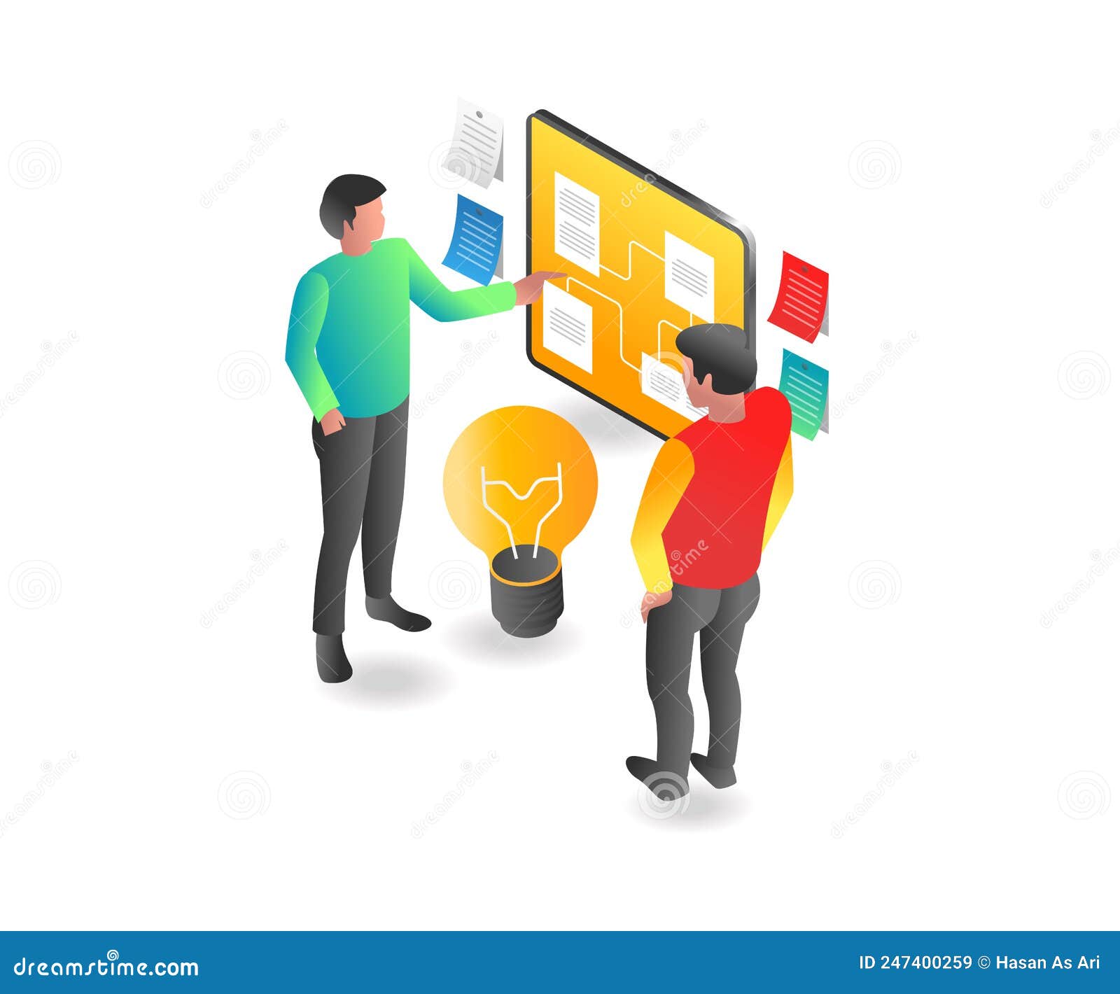 Two Men Making Plans on a Business Board Stock Illustration ...