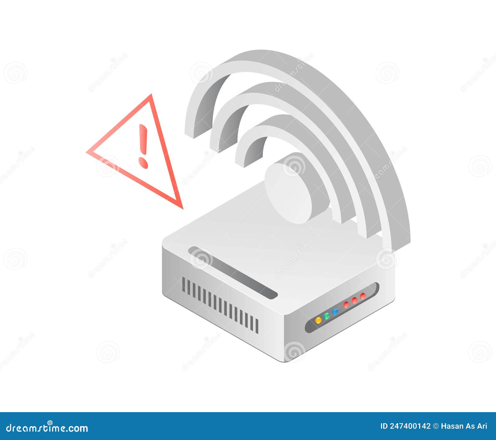 Flat Isometric Illustration Concept. Wifi Network Connection Problem ...