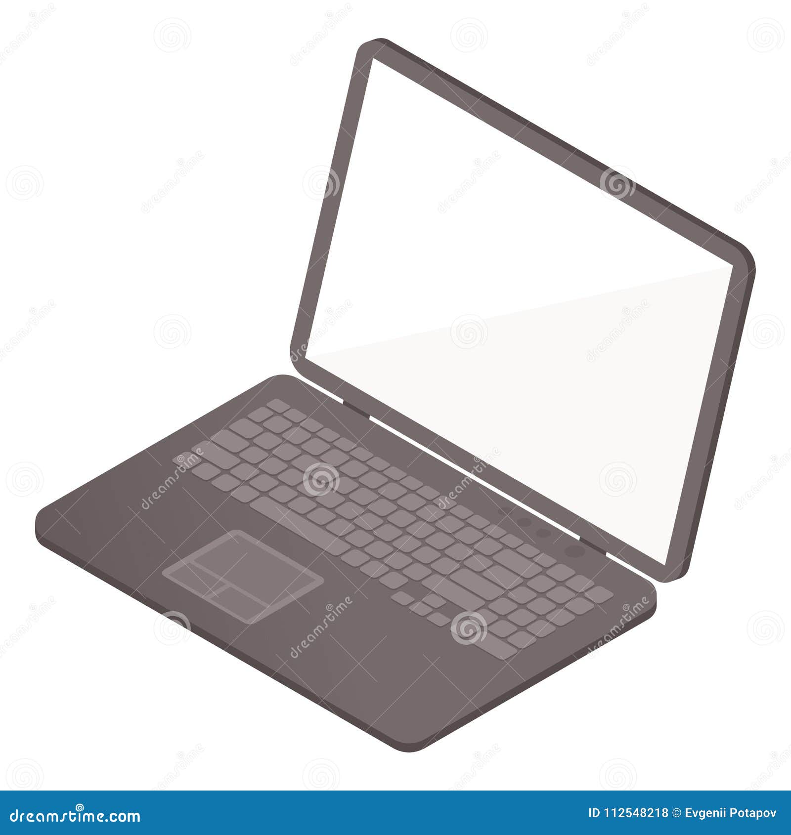Isometric Flat Illustration of Opened Laptop. Portable Computer Stock ...