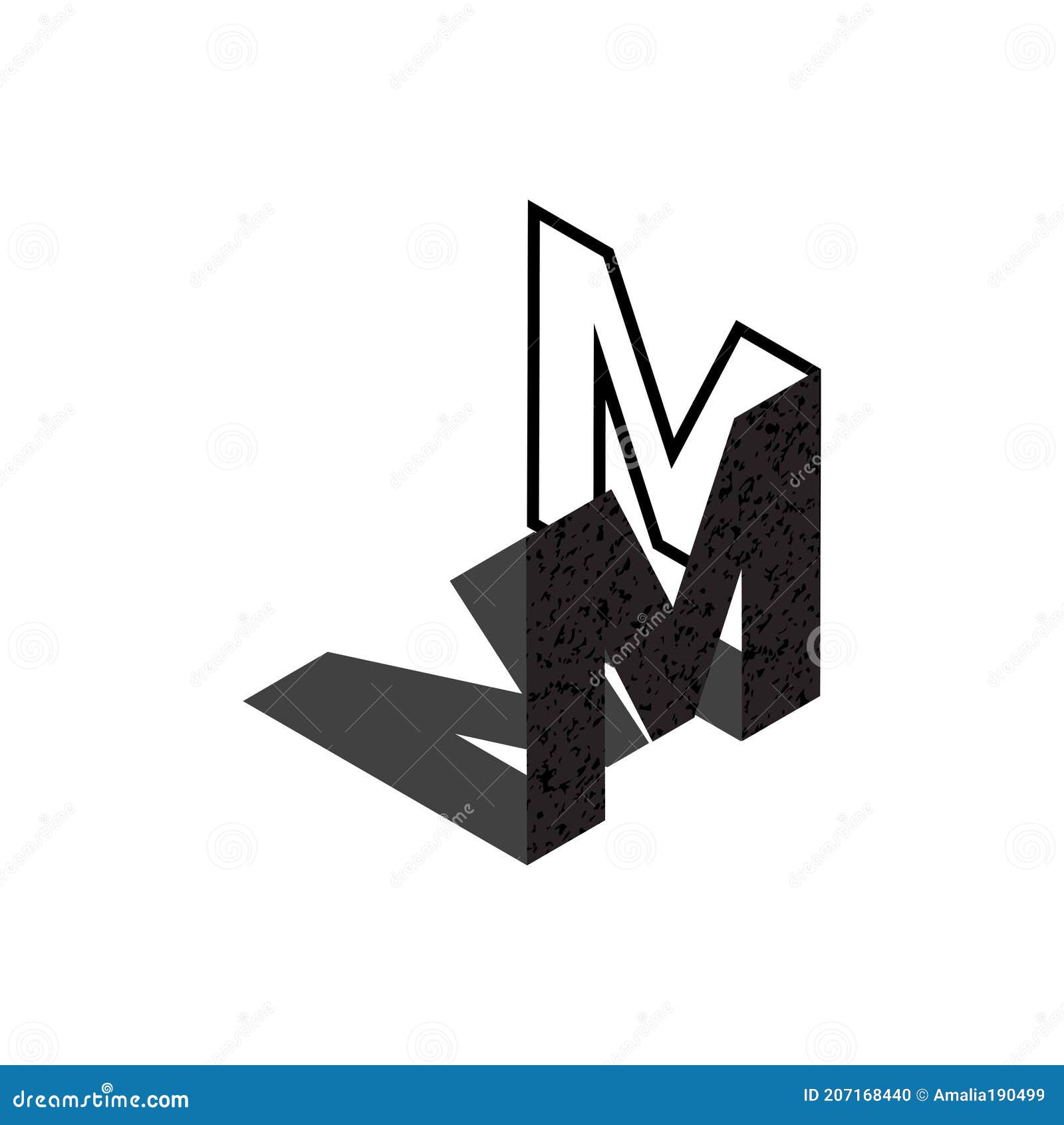 Flat Isometric Initial Letter with Shadow, Texture, and Outline Style ...
