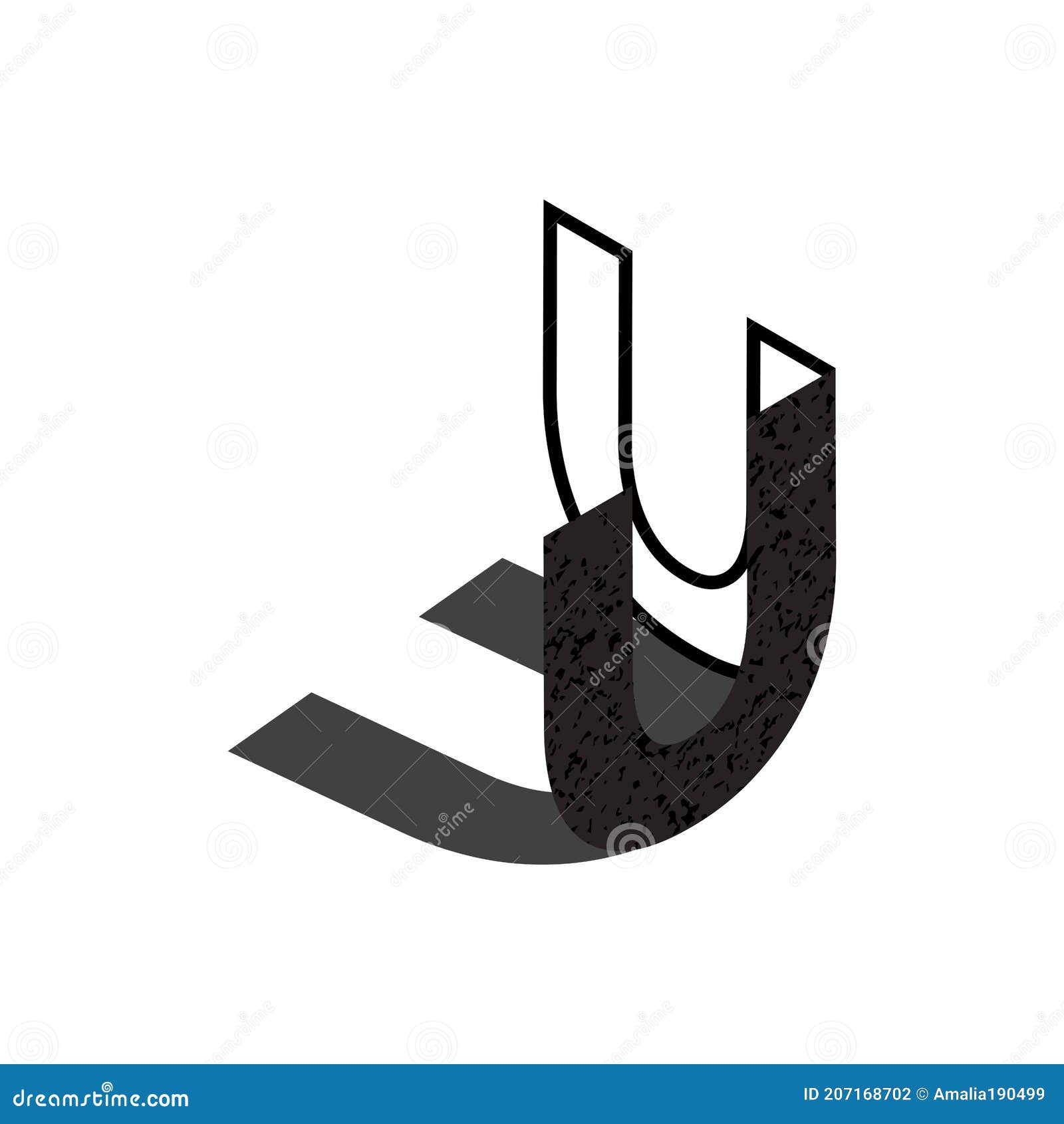 Flat Isometric Initial Letter with Shadow, Texture, and Outline Style ...